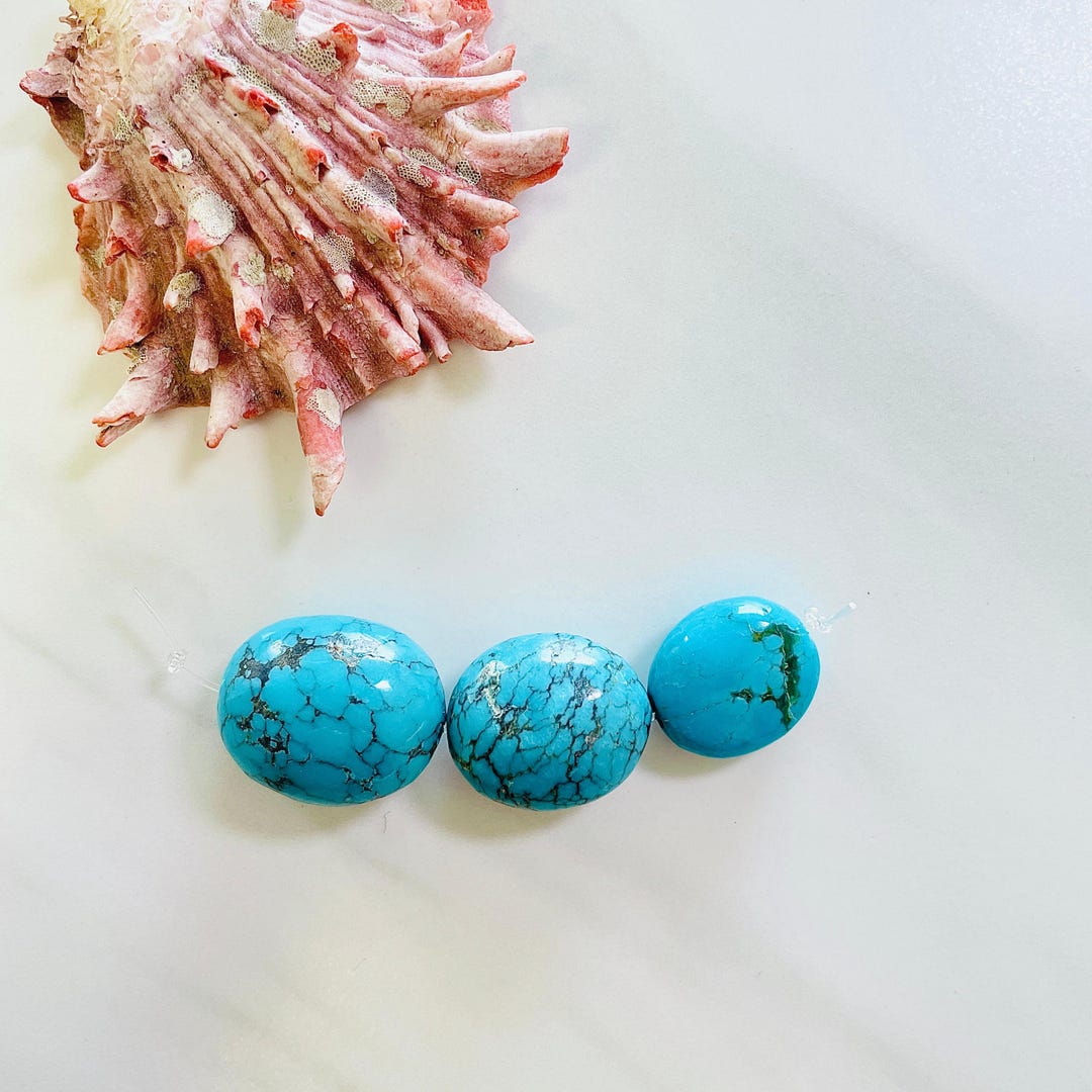 Medium Ocean Blue Oval Yungai Beads, Set of 3 - Etsy