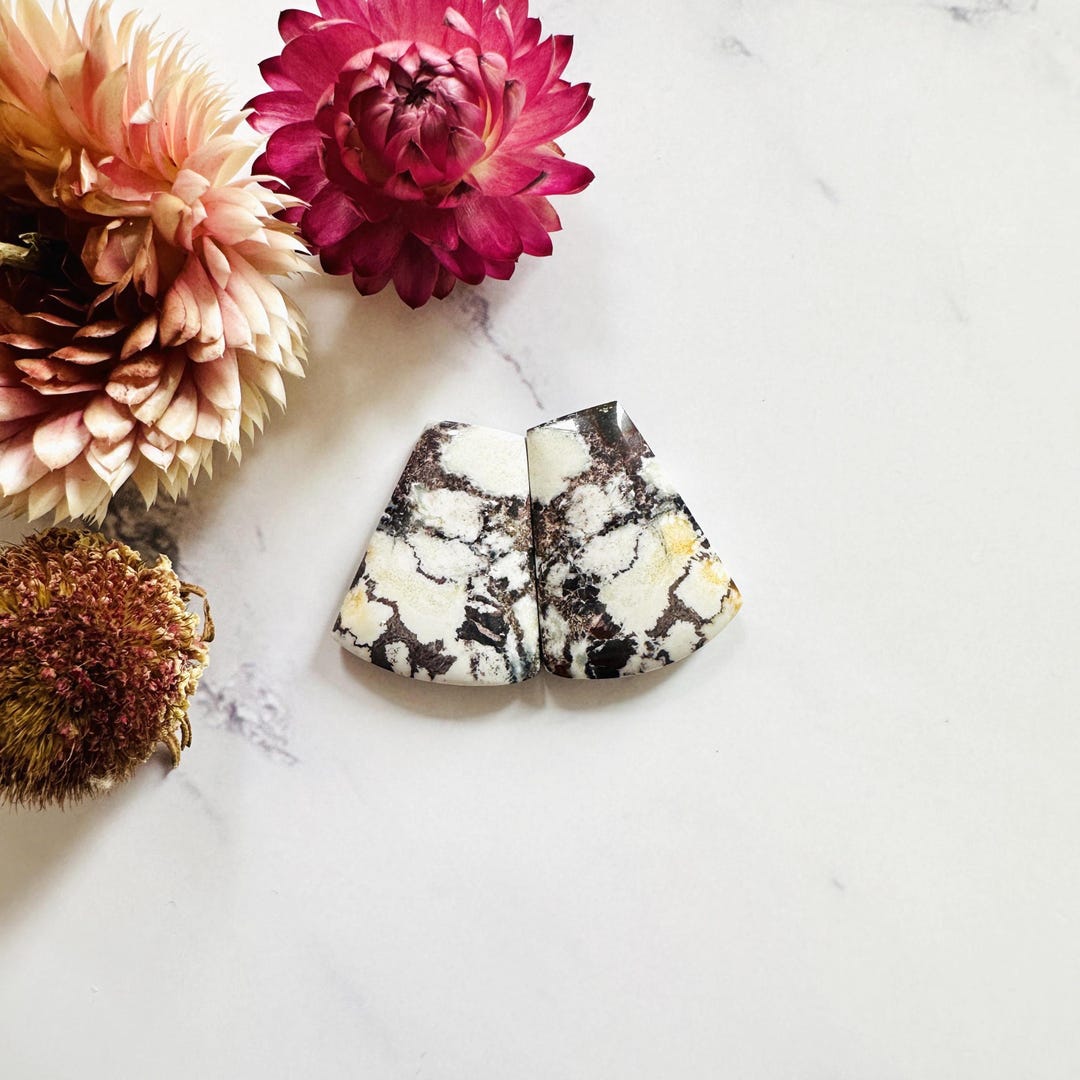 Large White Petal Purple Lavender Variscite, Set of 2 - Etsy