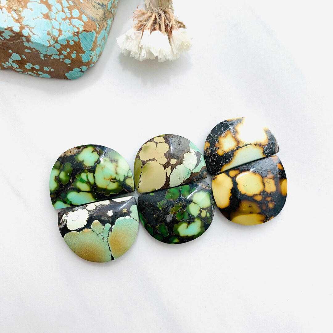 Large Deep Green Half Moon Bamboo Mountain Turquoise, Set of 6 - Etsy