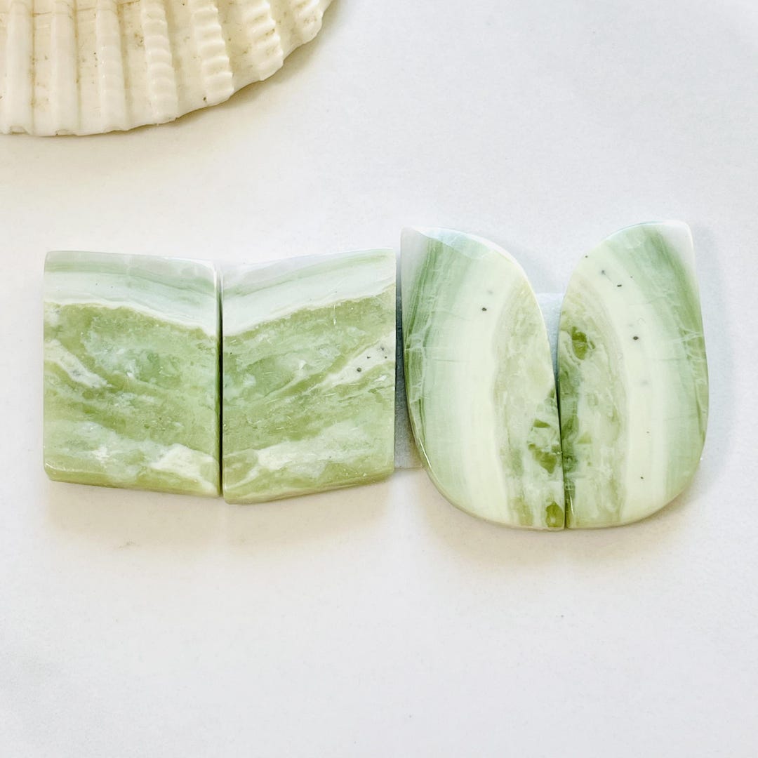 Large Mint Green Freeform Green Serpentine Serpentine, Set of 4 - Etsy