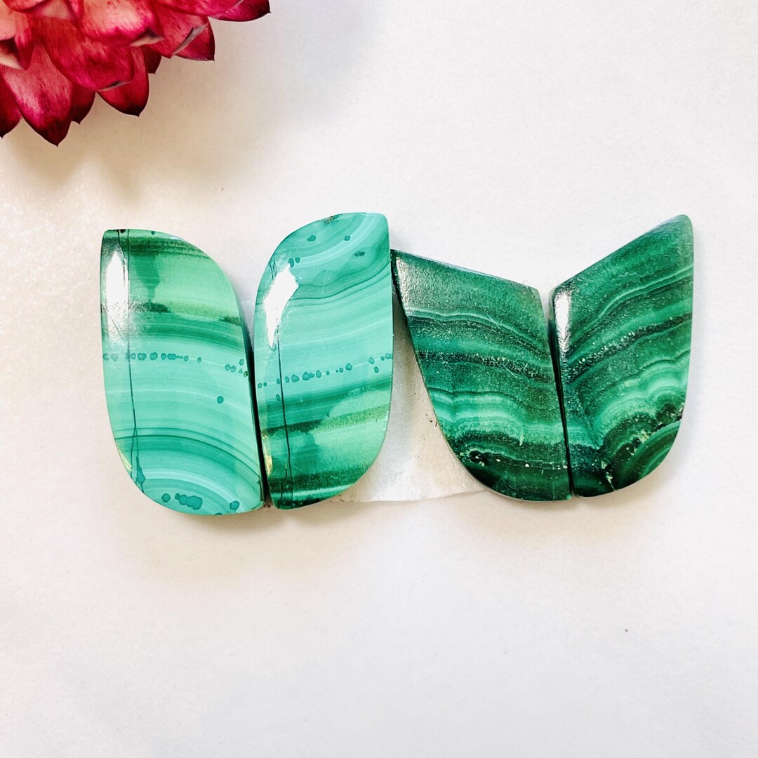 Large Deep Green Freeform Malachite Copper Mineral, Set of 4 - Etsy