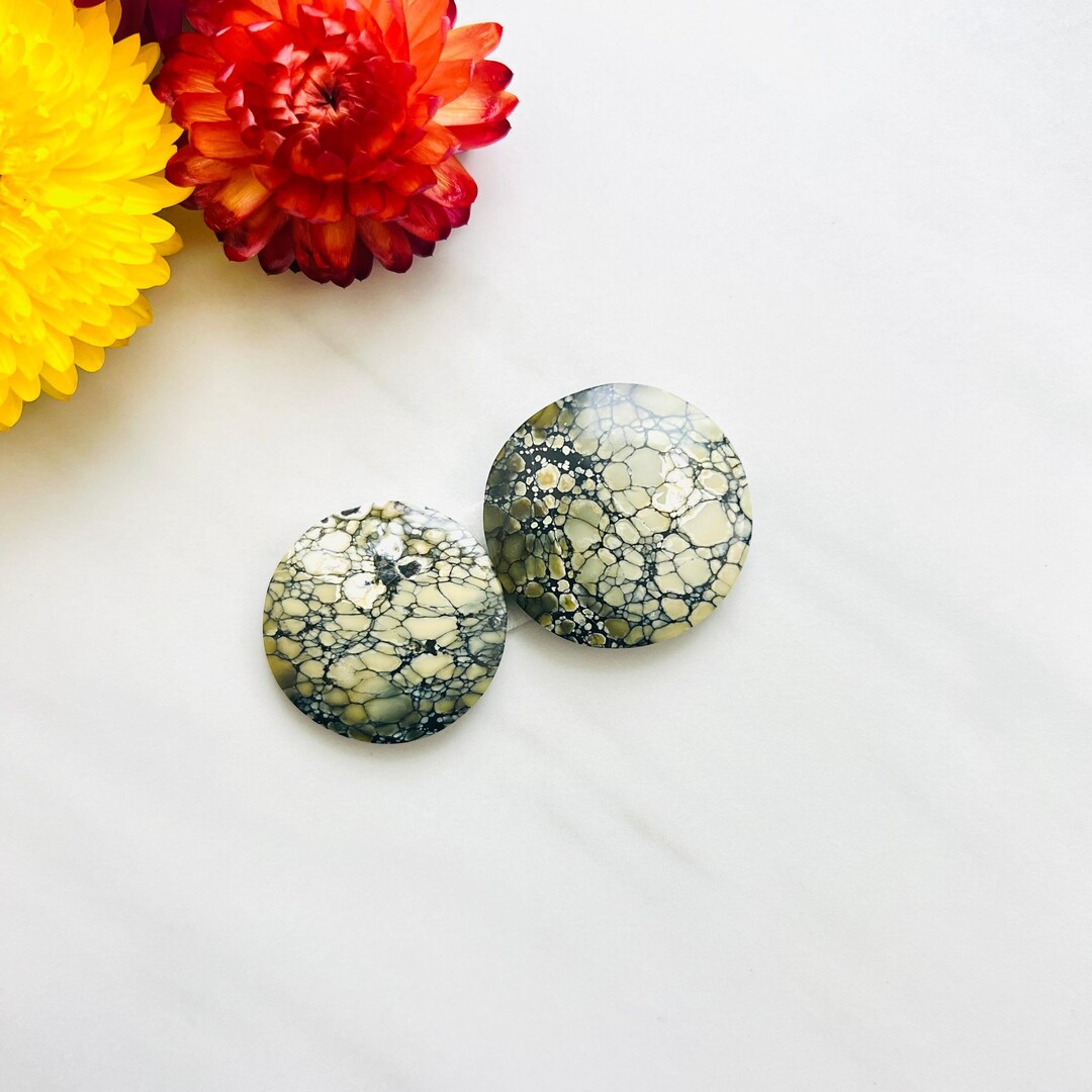 Large Royal Orange Round Purple Lavender Variscite, Set of 2 - Etsy