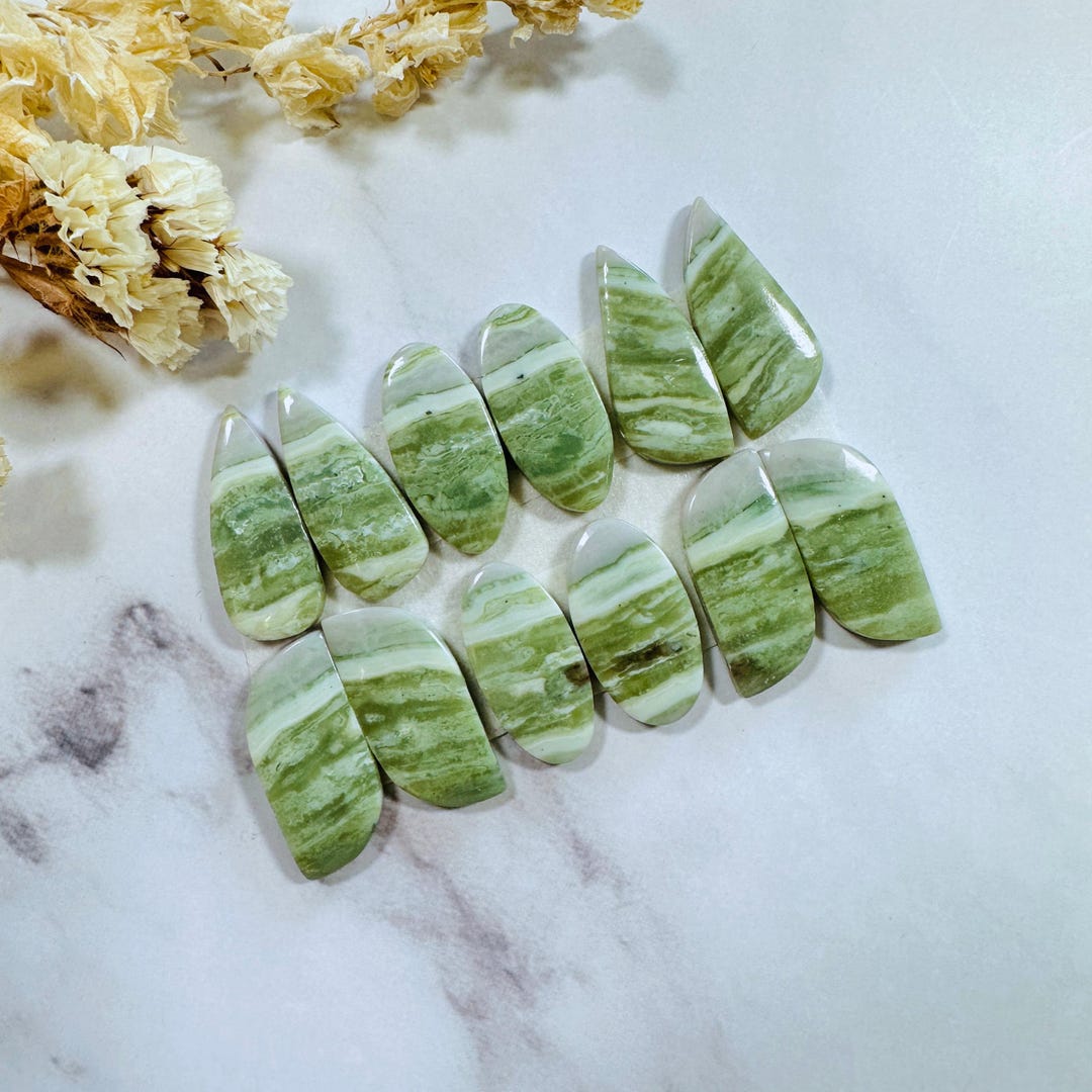 Medium Lime Green Mixed Green Serpentine Serpentine, Set of 12 - Etsy