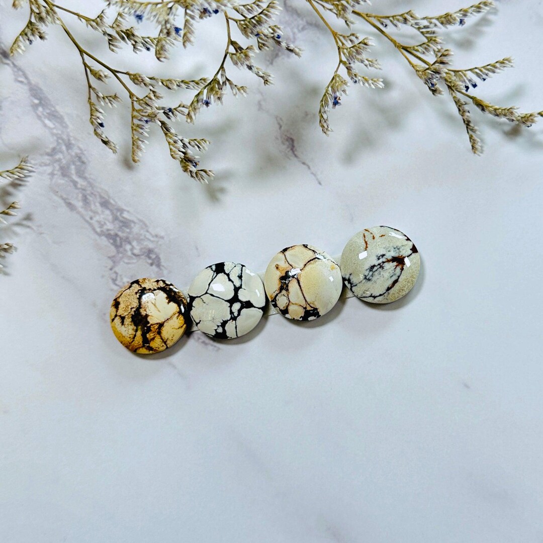 Medium Light Yellow Round Purple Lavender Variscite, Set of 4 - Etsy