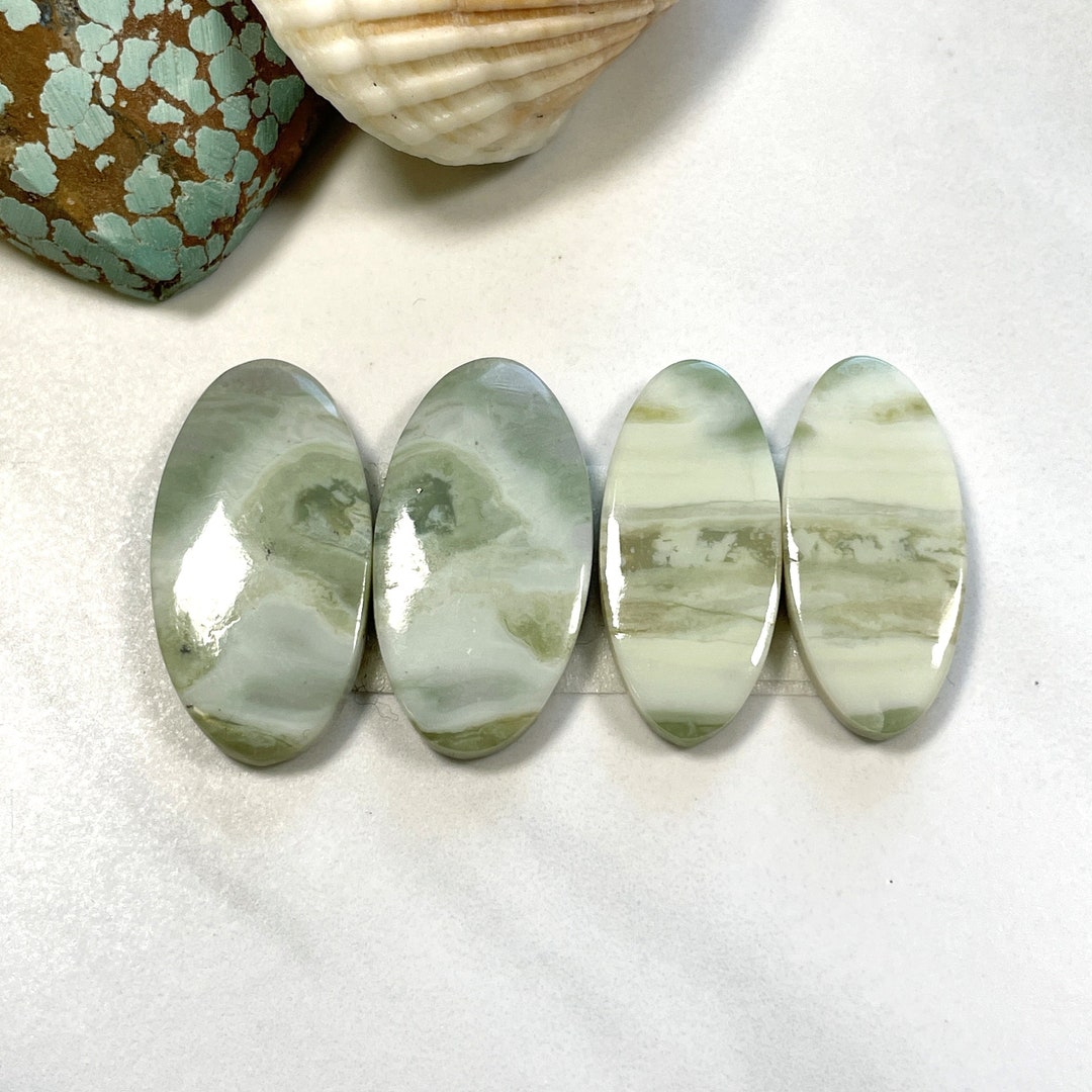 Large Mint Green Oval Green Serpentine Serpentine, Set of 4 - Etsy