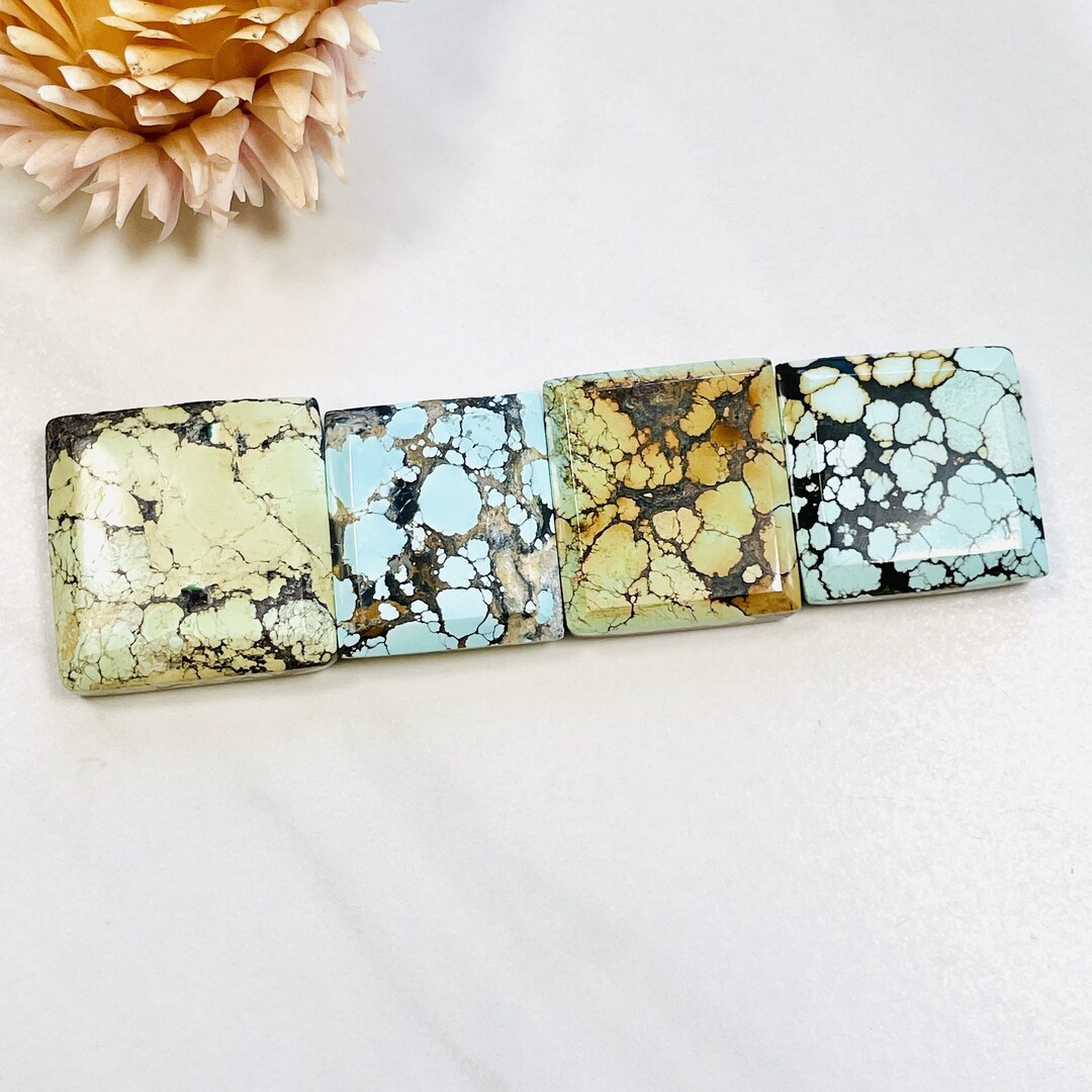 Medium Mixed Square Mixed Turquoise, Set of 4 - Etsy