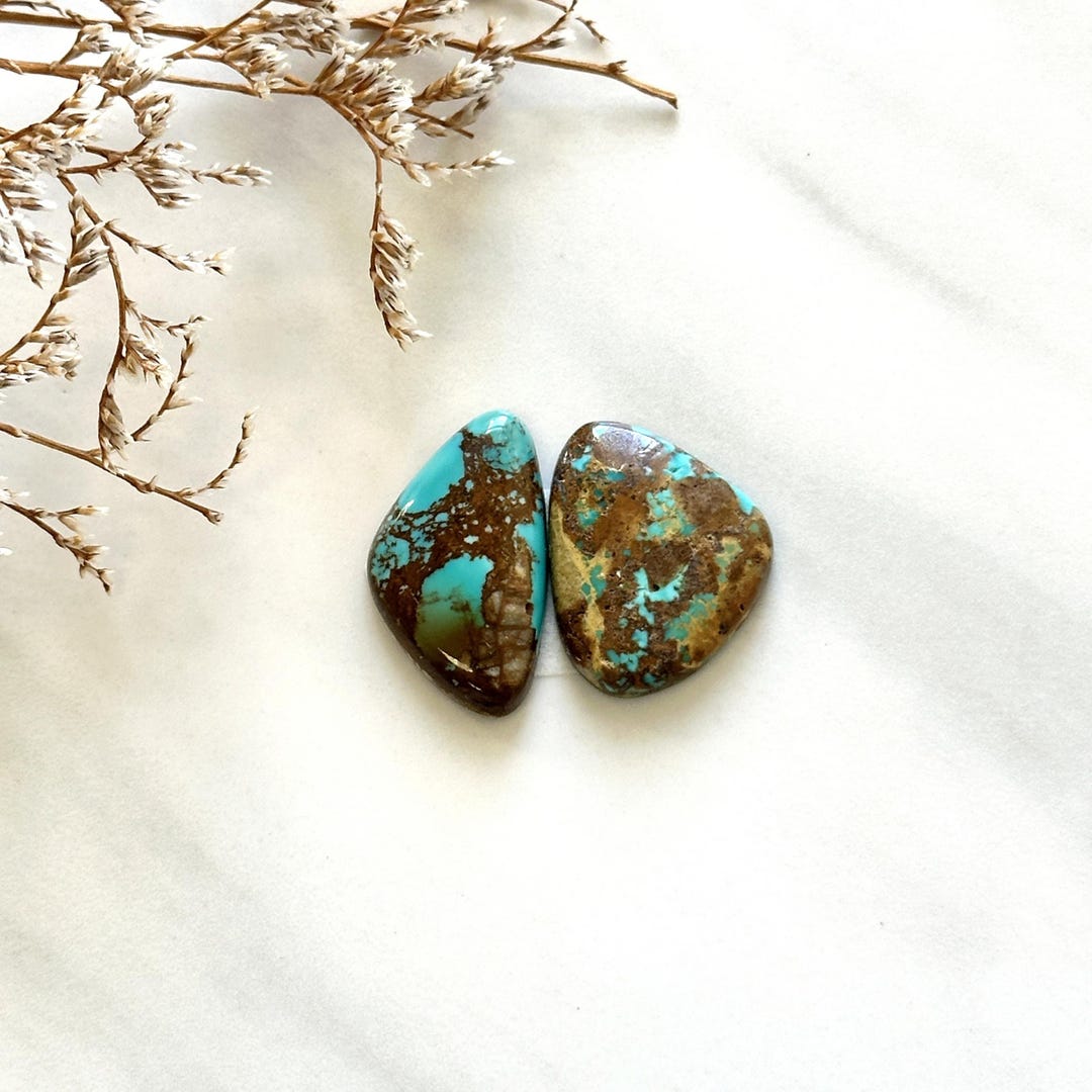 Large Sky Blue Mixed Royston Turquoise, Set of 2 - Etsy