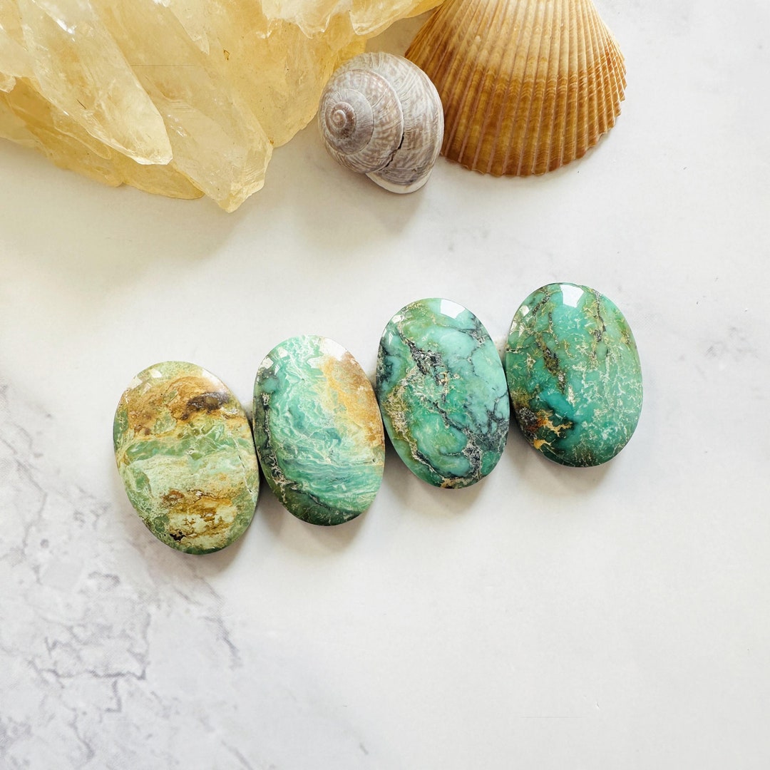 Large Mint Green Oval Crescent Lake Variscite, Set of 4 - Etsy