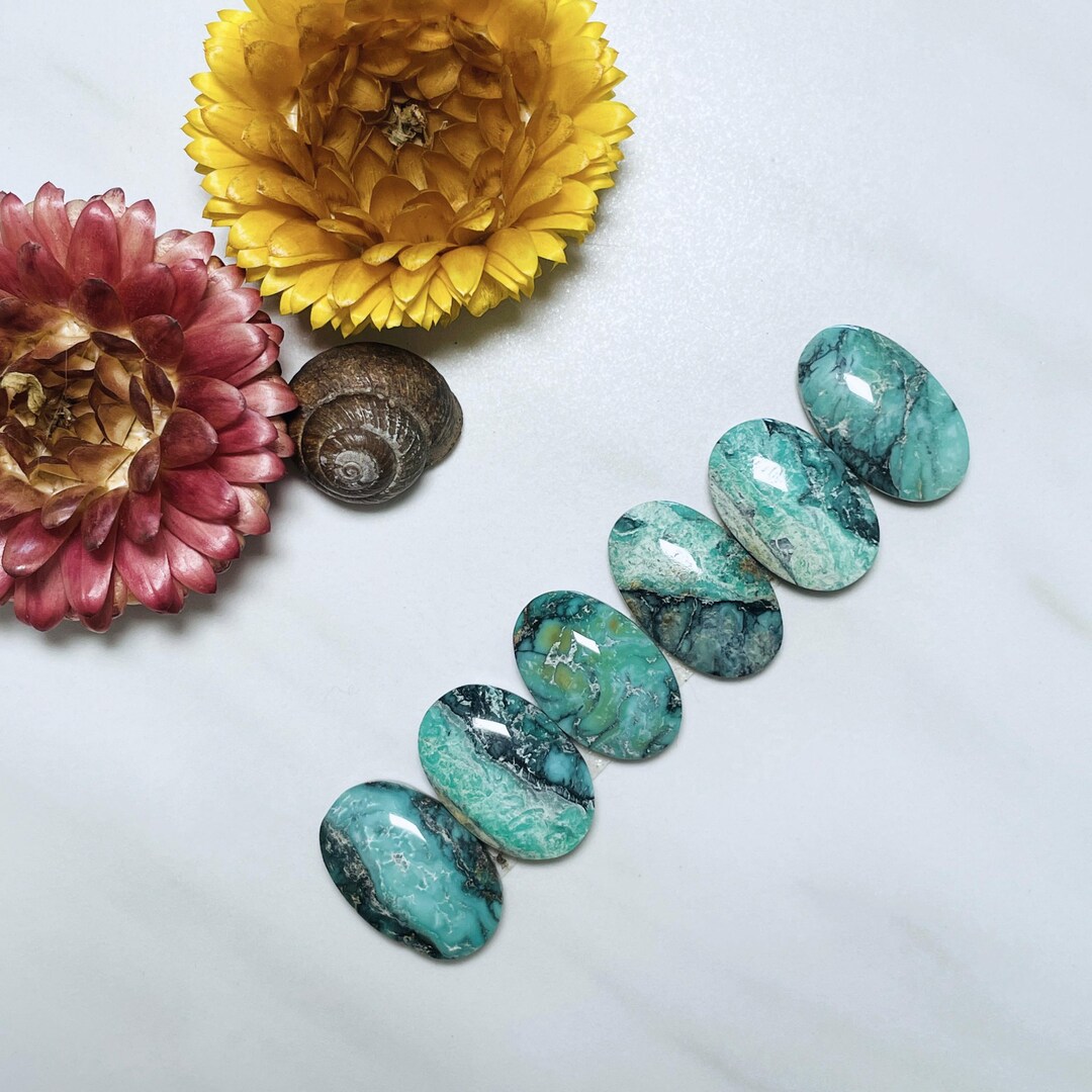 Large Ocean Blue Oval Crescent Lake Variscite, Set of 6 - Etsy