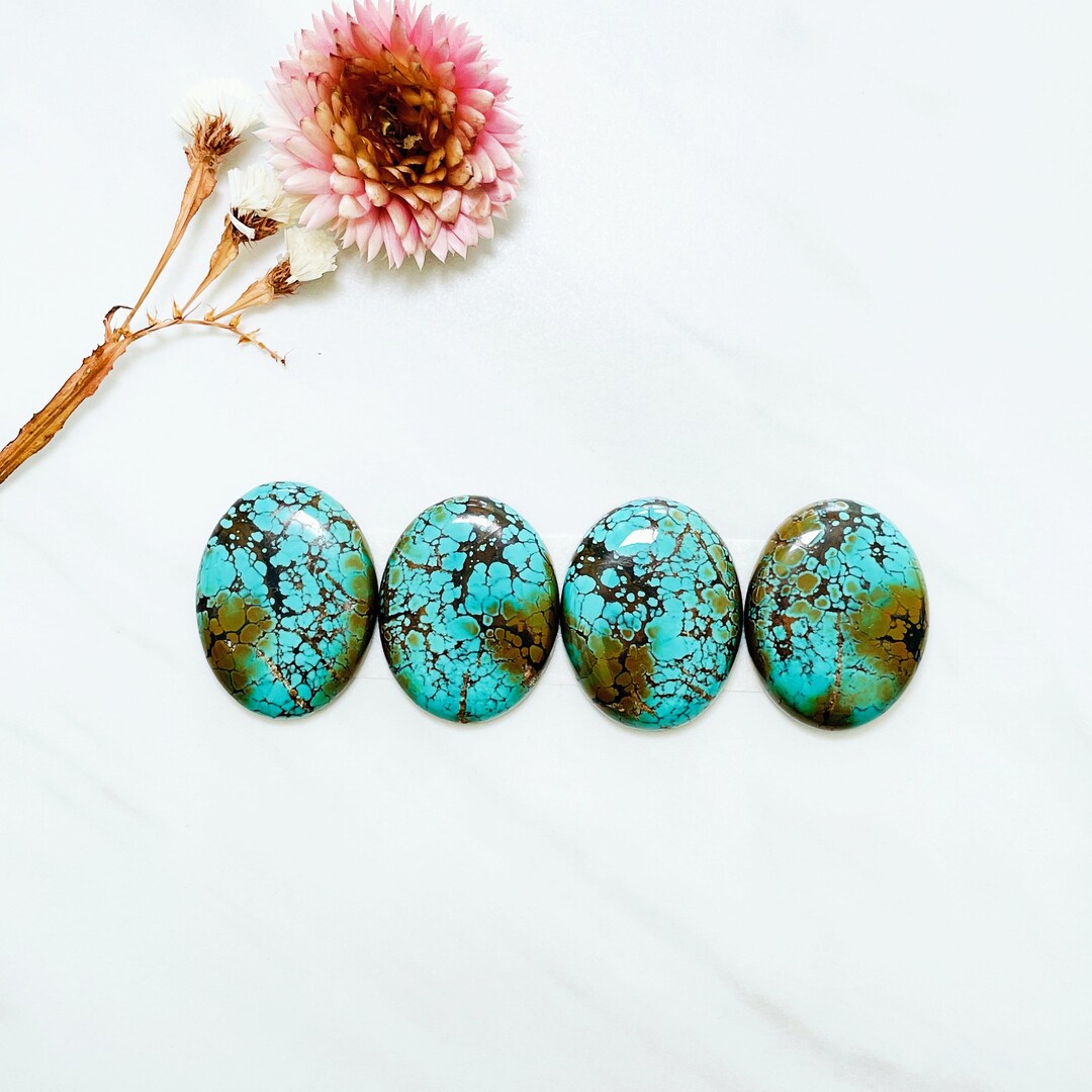 Large Sky Blue Oval Treasure Mountain Turquoise Set of 4 - Etsy