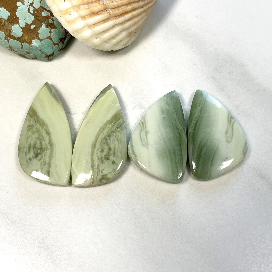 Large Mint Green Freeform Green Serpentine Serpentine, Set of 4 - Etsy