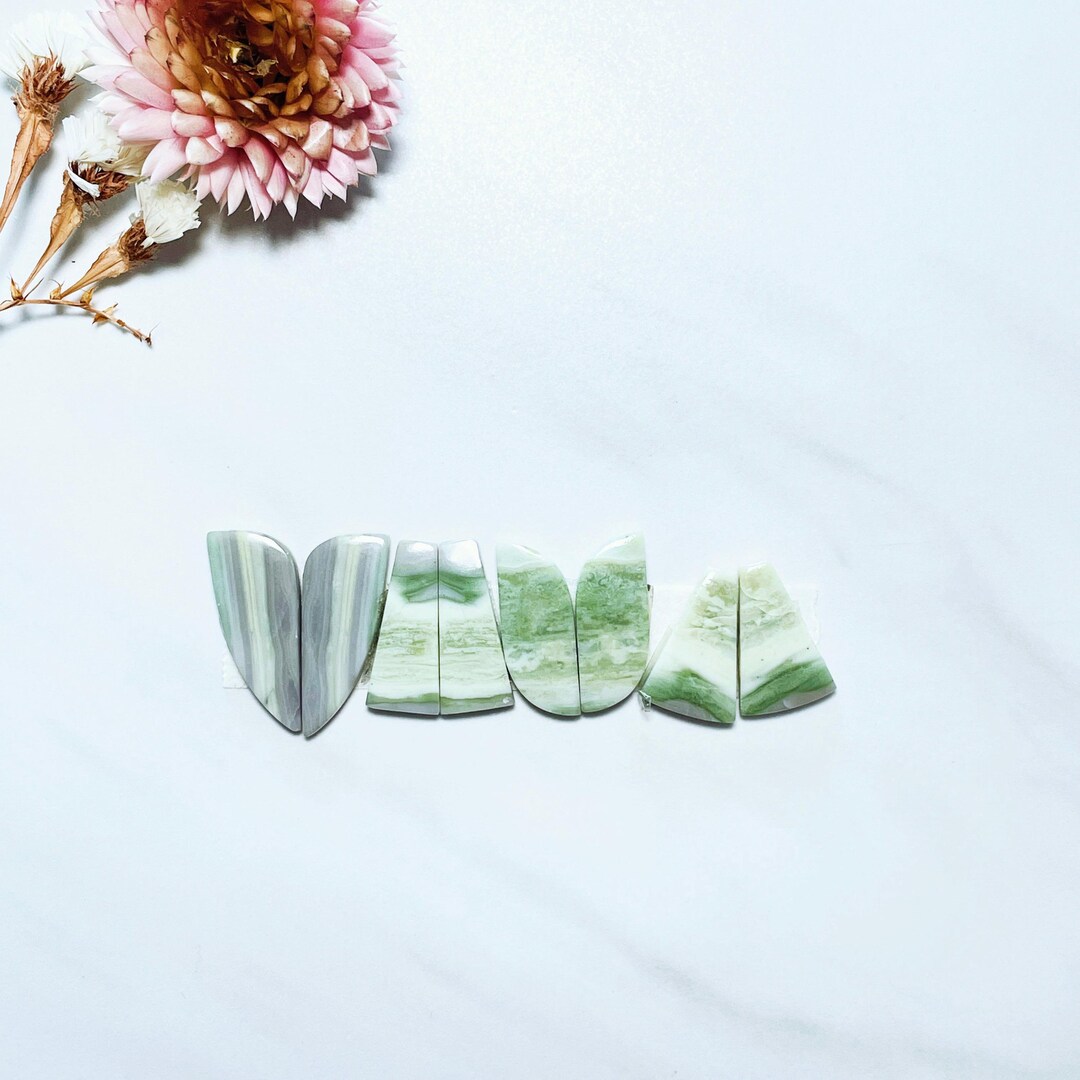 Large Mint Green Mixed Green Serpentine Serpentine, Set of 8 - Etsy