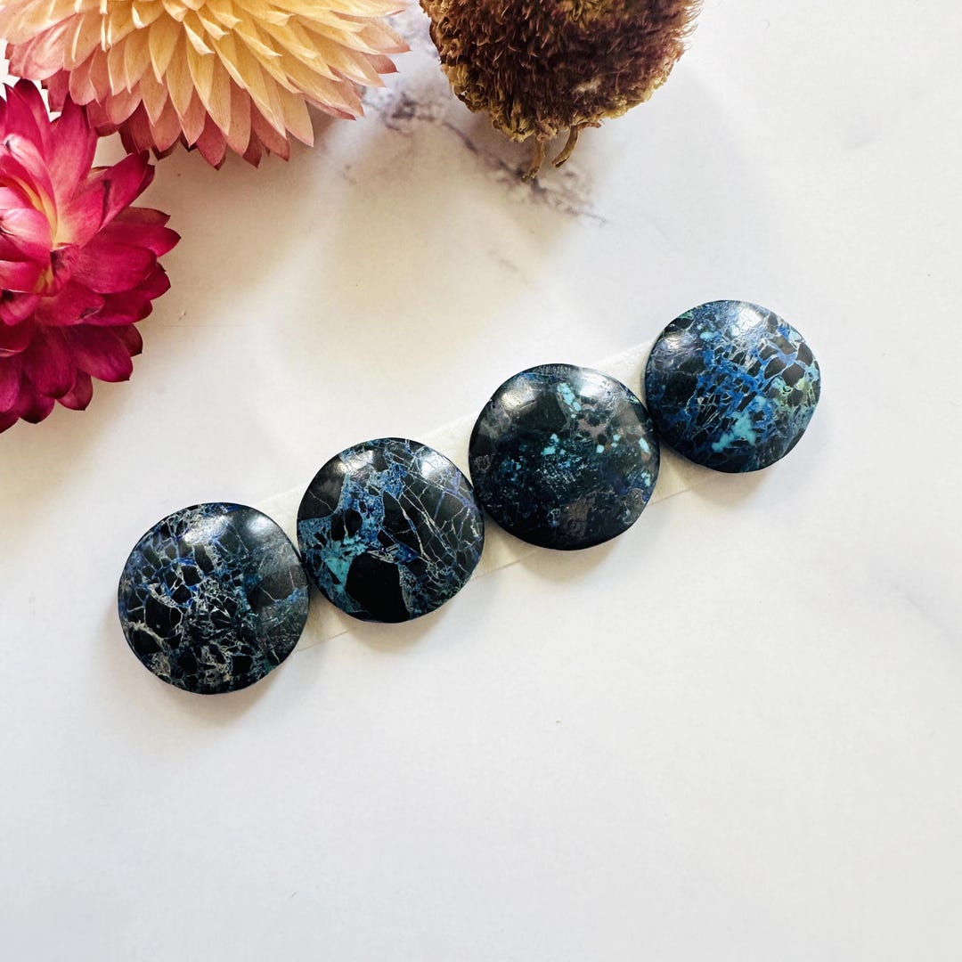 Medium Ocean Blue Round Yungai Turquoise, Set of 4 - Etsy