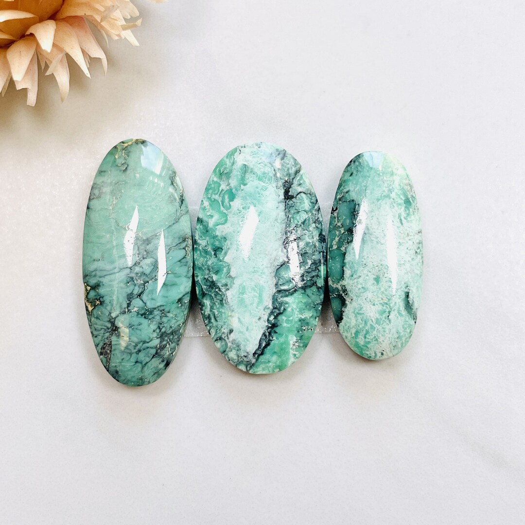 Large Sea Green Oval Crescent Lake Variscite, Set of 3 - Etsy