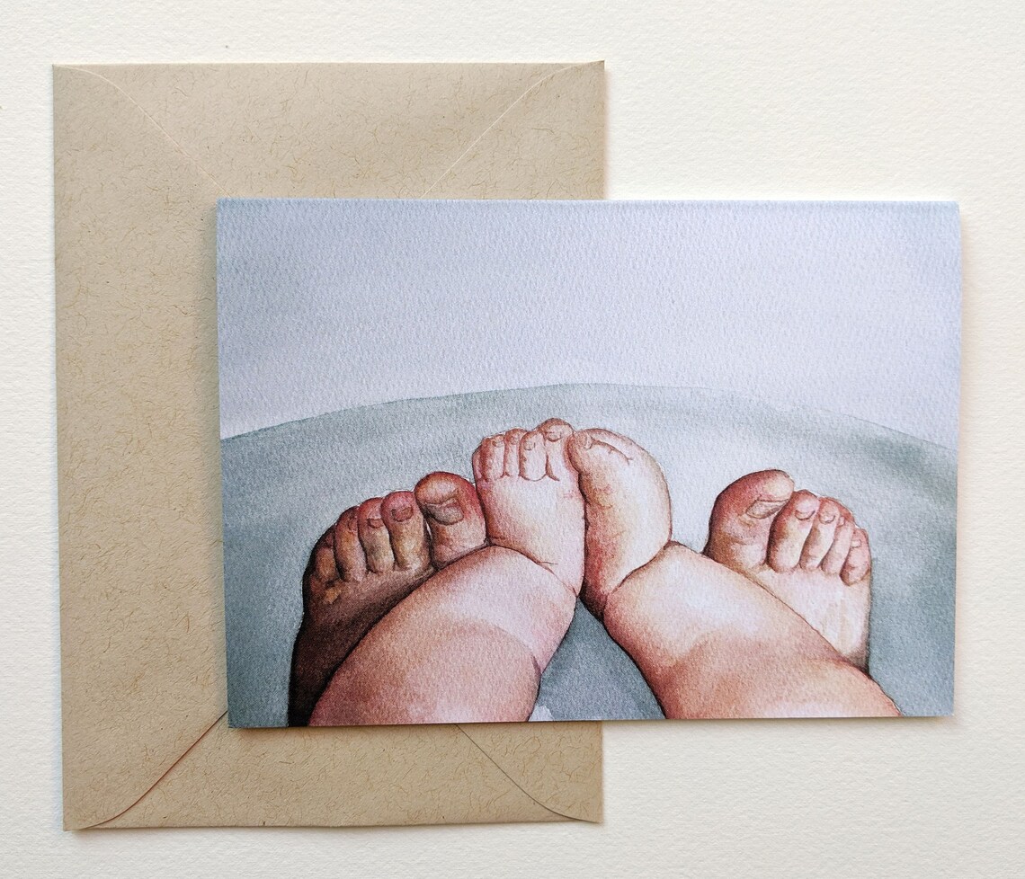 Set of 4 Greetings Cards "little Feet" - Etsy