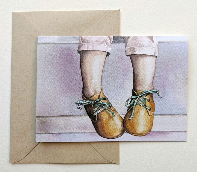 Set of 4 Greetings Cards "little Feet" - Etsy