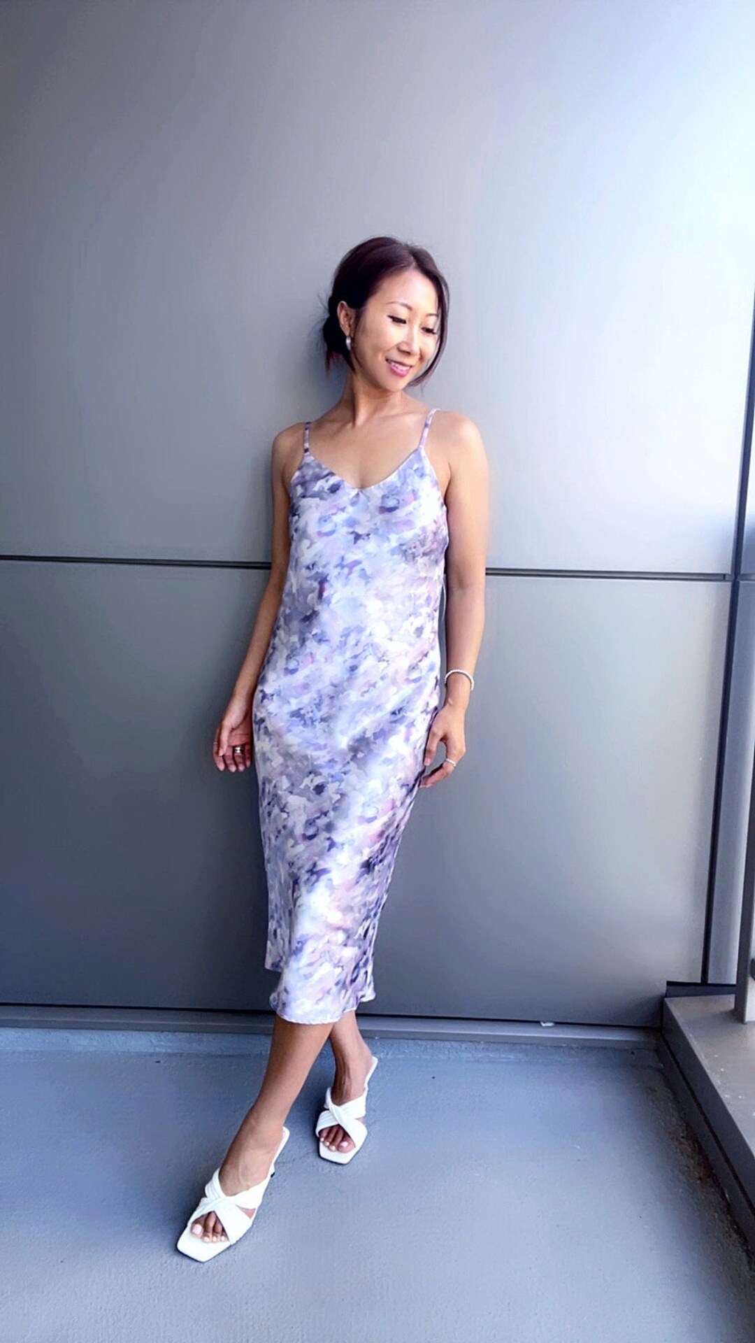 Flora Satin Slip Dress | Sky Blue Print Satin Dress | Bias Cut Dress - Etsy