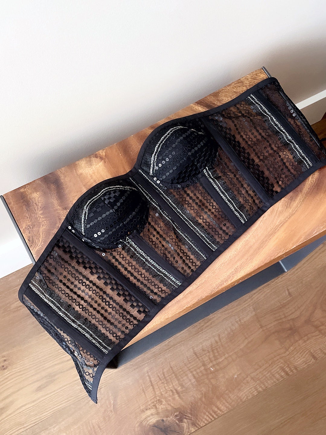 Ava Black Sheer Mesh Bustier Top / Corset Top With Boning / - Etsy