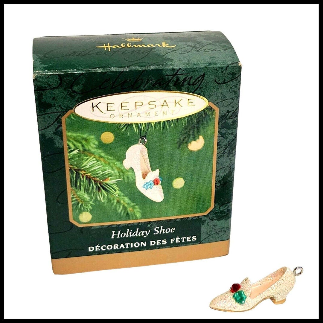 Hallmark Keepsake Holiday Shoe Miniature Ornament 2001 Spackle Shimmer ...