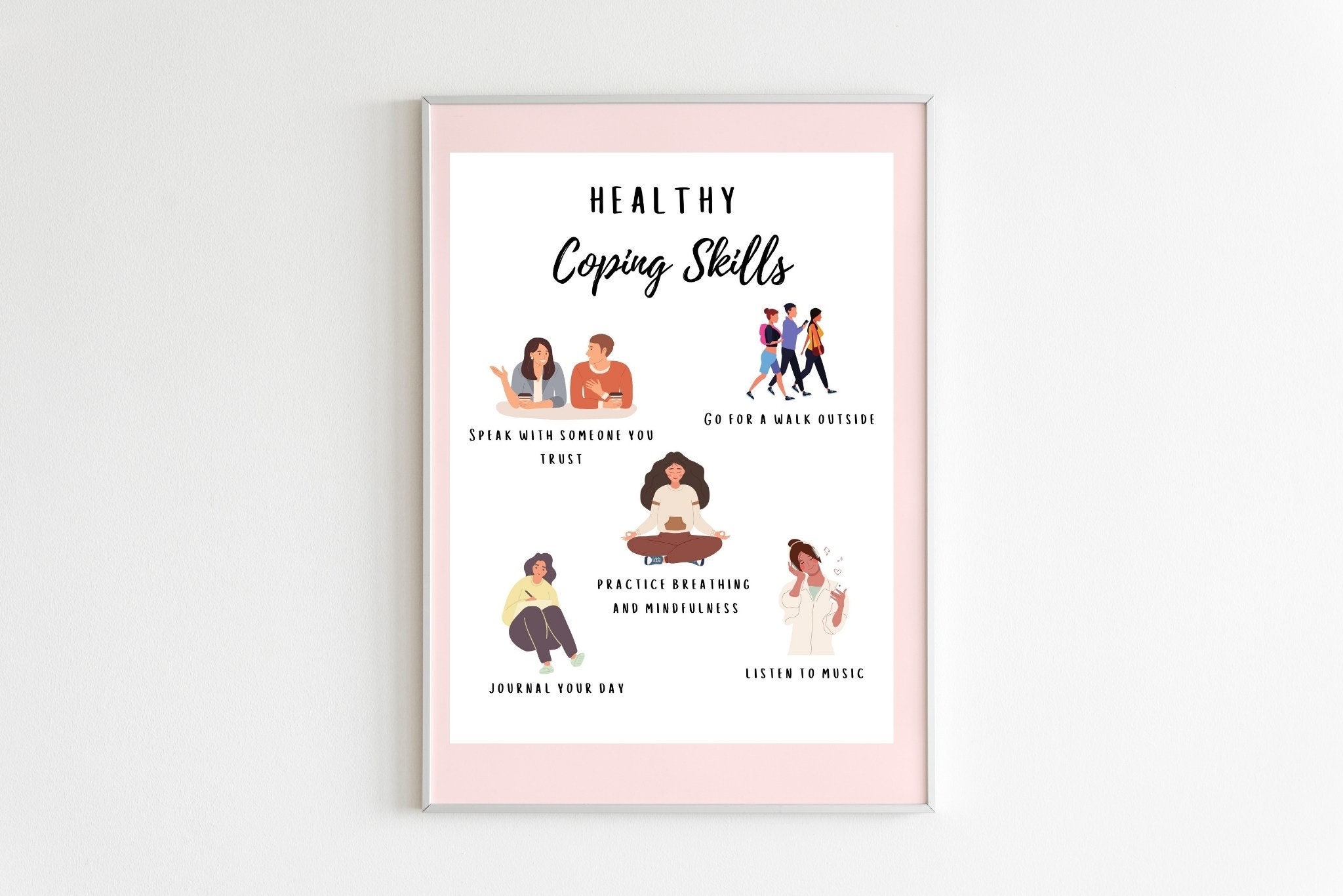 Healthy Coping Skills Mental Health Poster Therapist Office Guidance ...