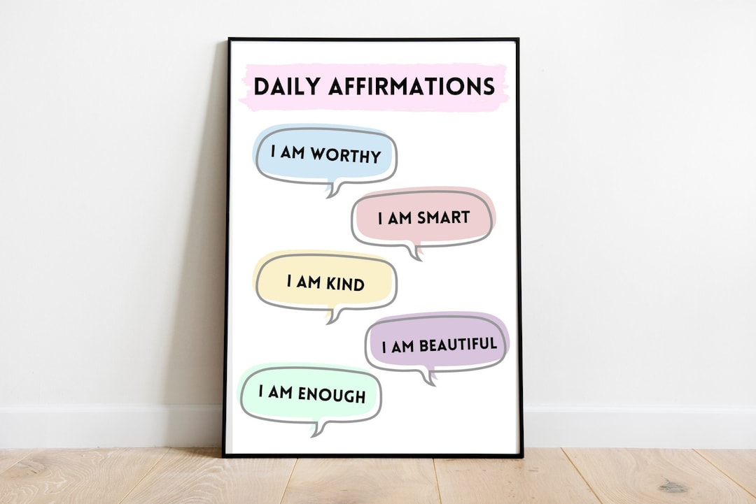 Daily Affirmations, Mental Health Priority Poster - Therapist Office ...