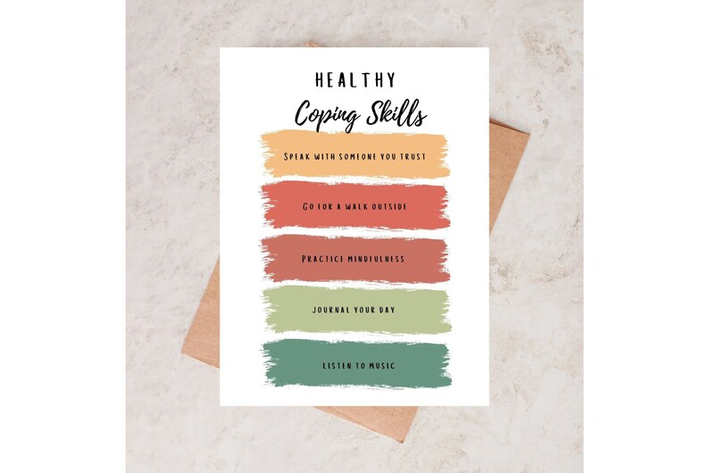 Healthy Coping Skills Mental Health Poster - Therapist Office ...