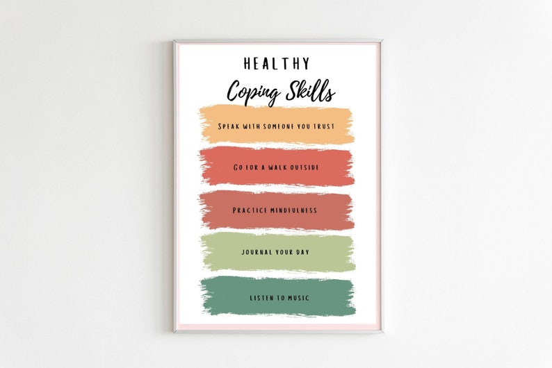 Healthy Coping Skills Mental Health Poster - Therapist Office ...