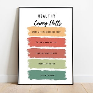 Healthy Coping Skills Mental Health Poster - Therapist Office ...