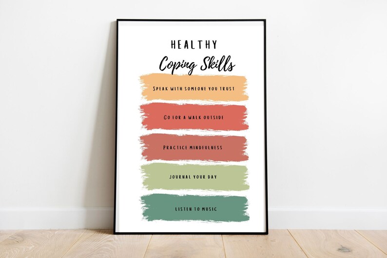 Healthy Coping Skills Mental Health Poster - Therapist Office ...