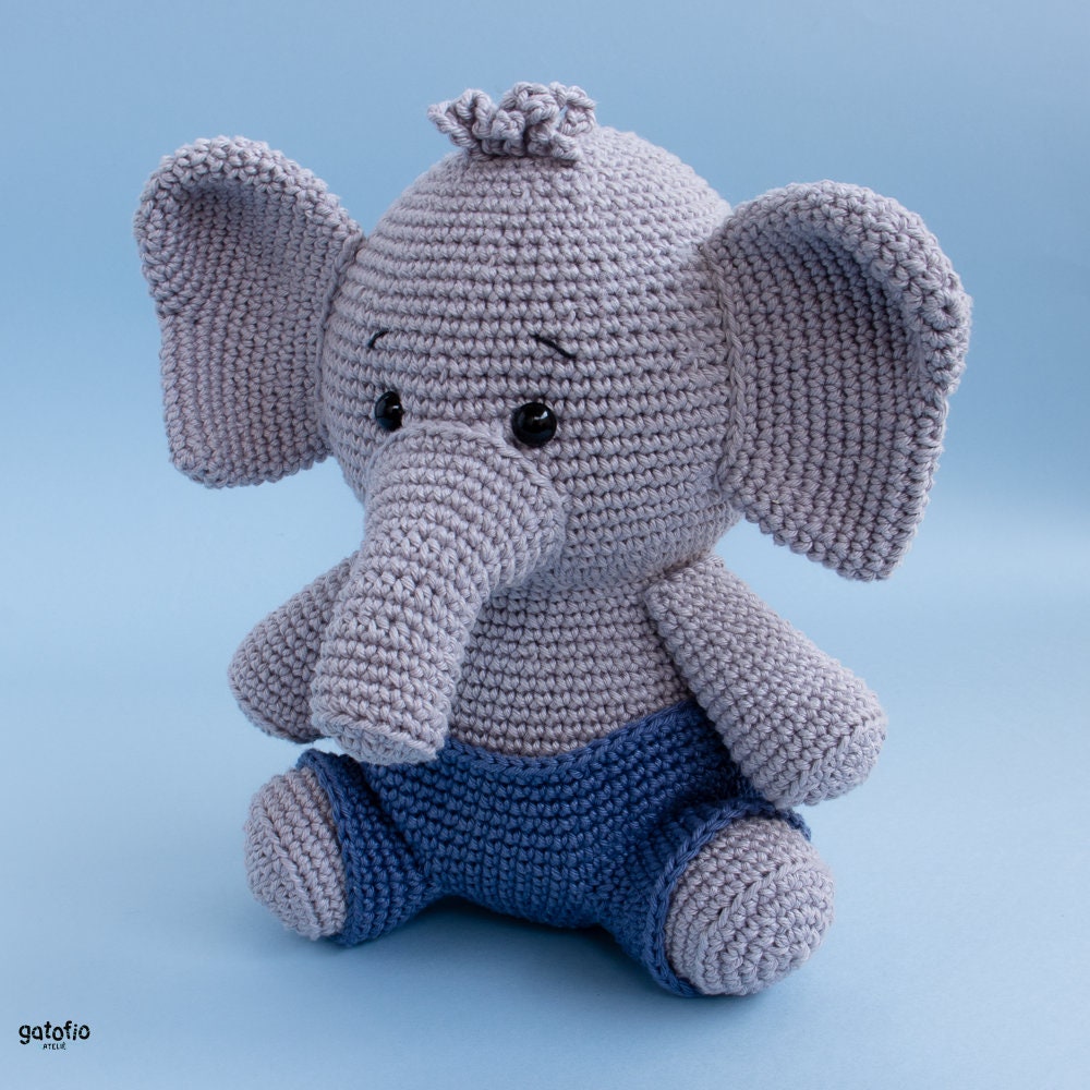 Elephant with Sweater English/ Crochet Elephant PATTERN | Etsy