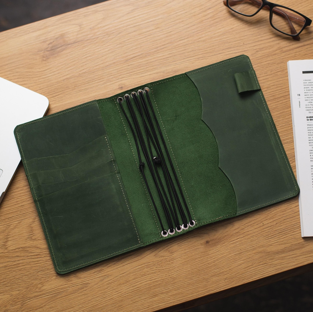 Engraved Leather Notebook Cover, Refillable Travel Journal, Monogrammed ...