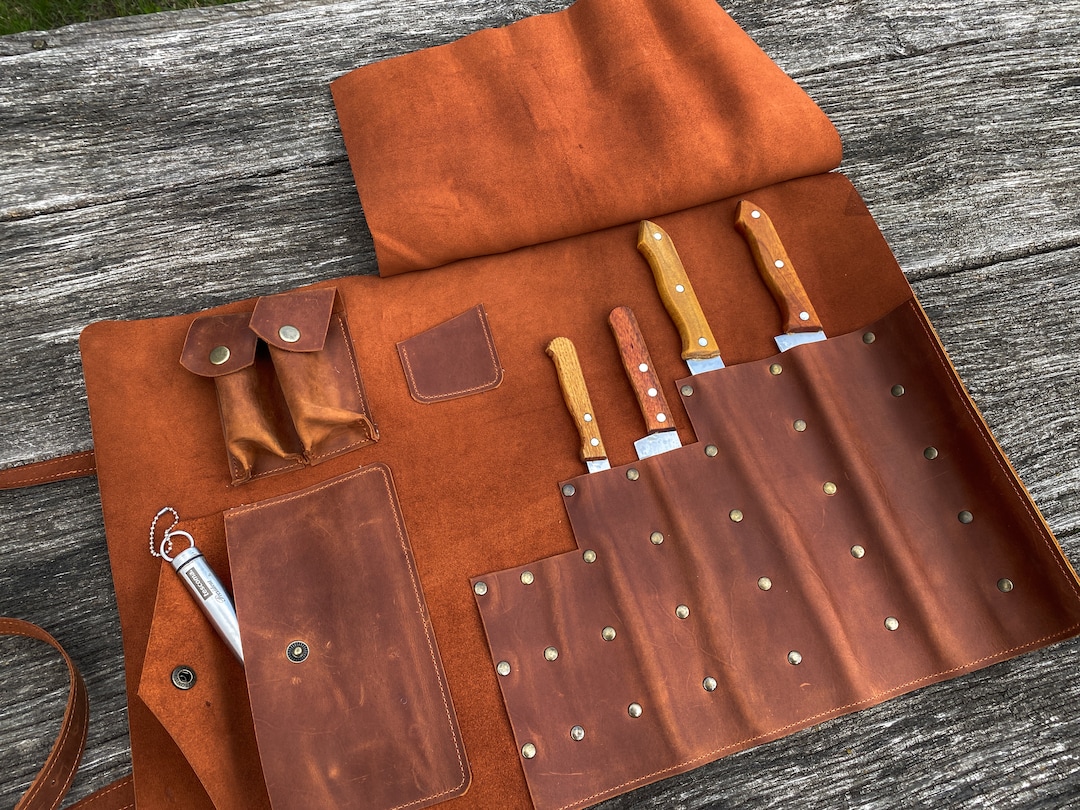 Custom Leather Knife Roll,chef Knife Case,leather Knife Bag ...