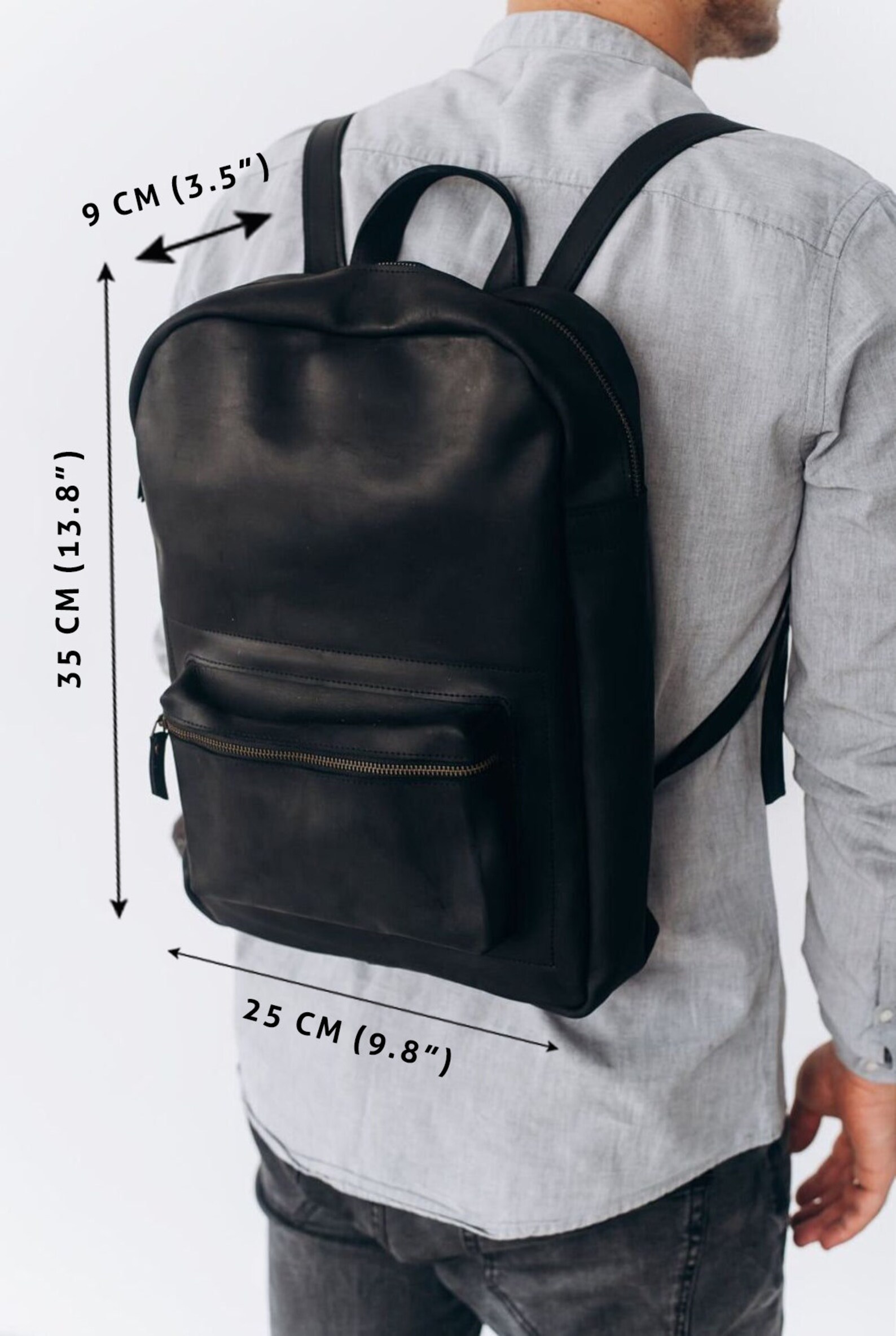 Black Leather Backpack Laptop Backpack Leather Backpack Men - Etsy