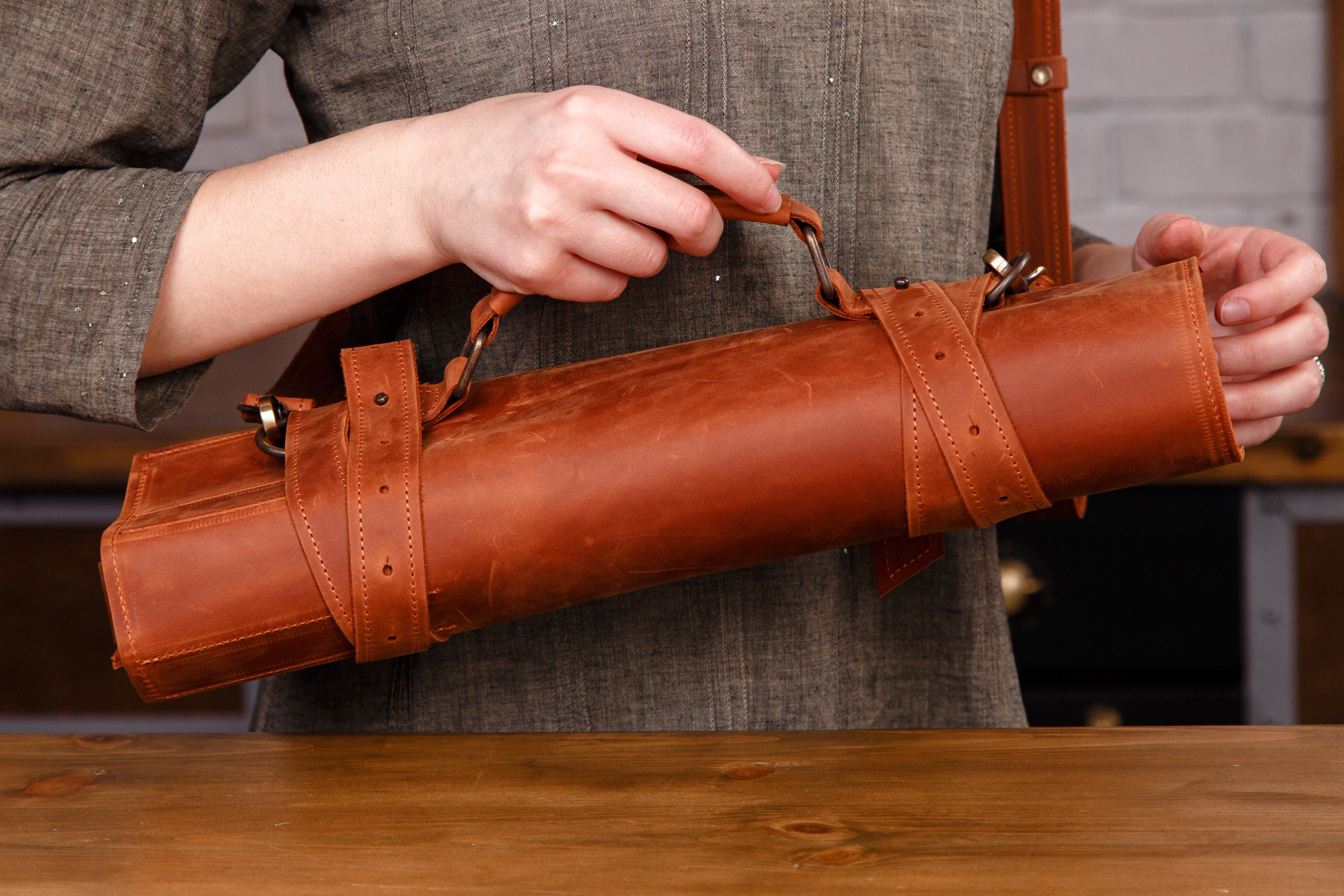 Handmade Knife Roll Leather Knife Roll Knife Bag Chef Knife - Etsy