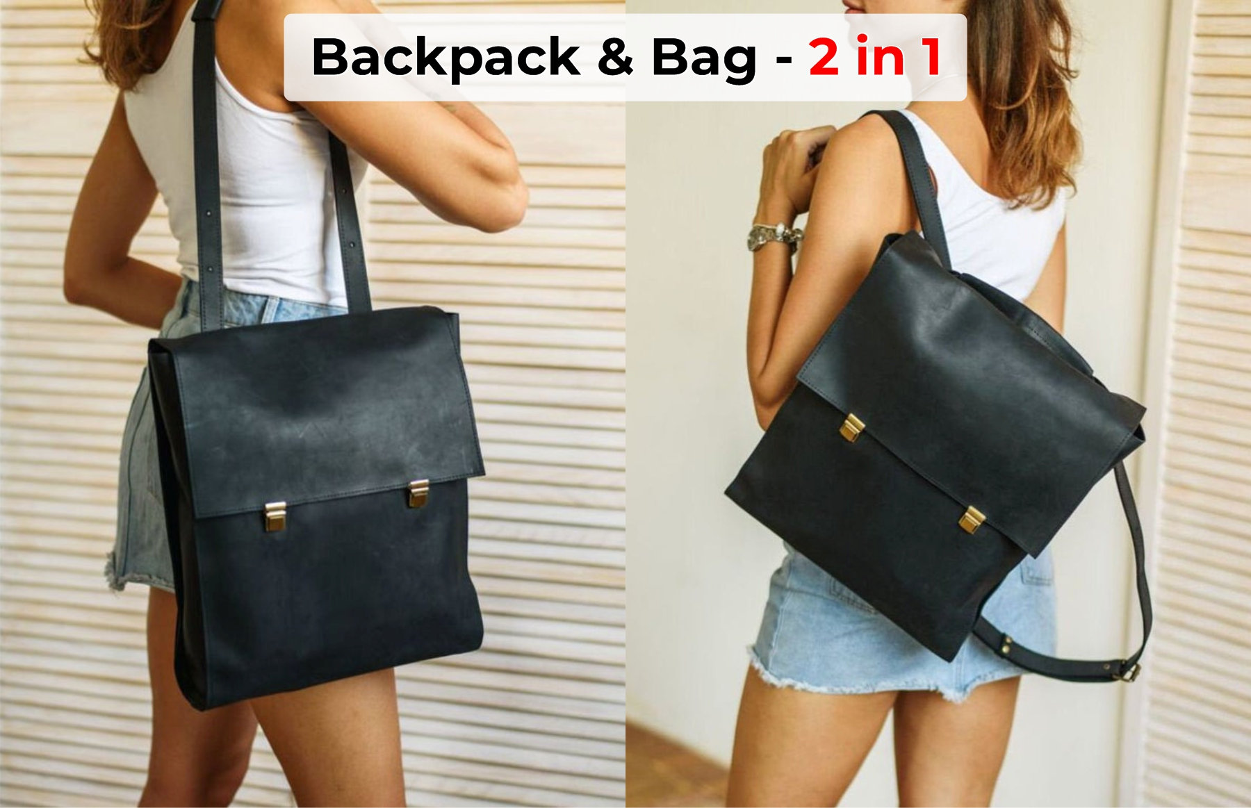 Convertible Backpack Purse Leather Crossbody Bag Shoulder - Etsy