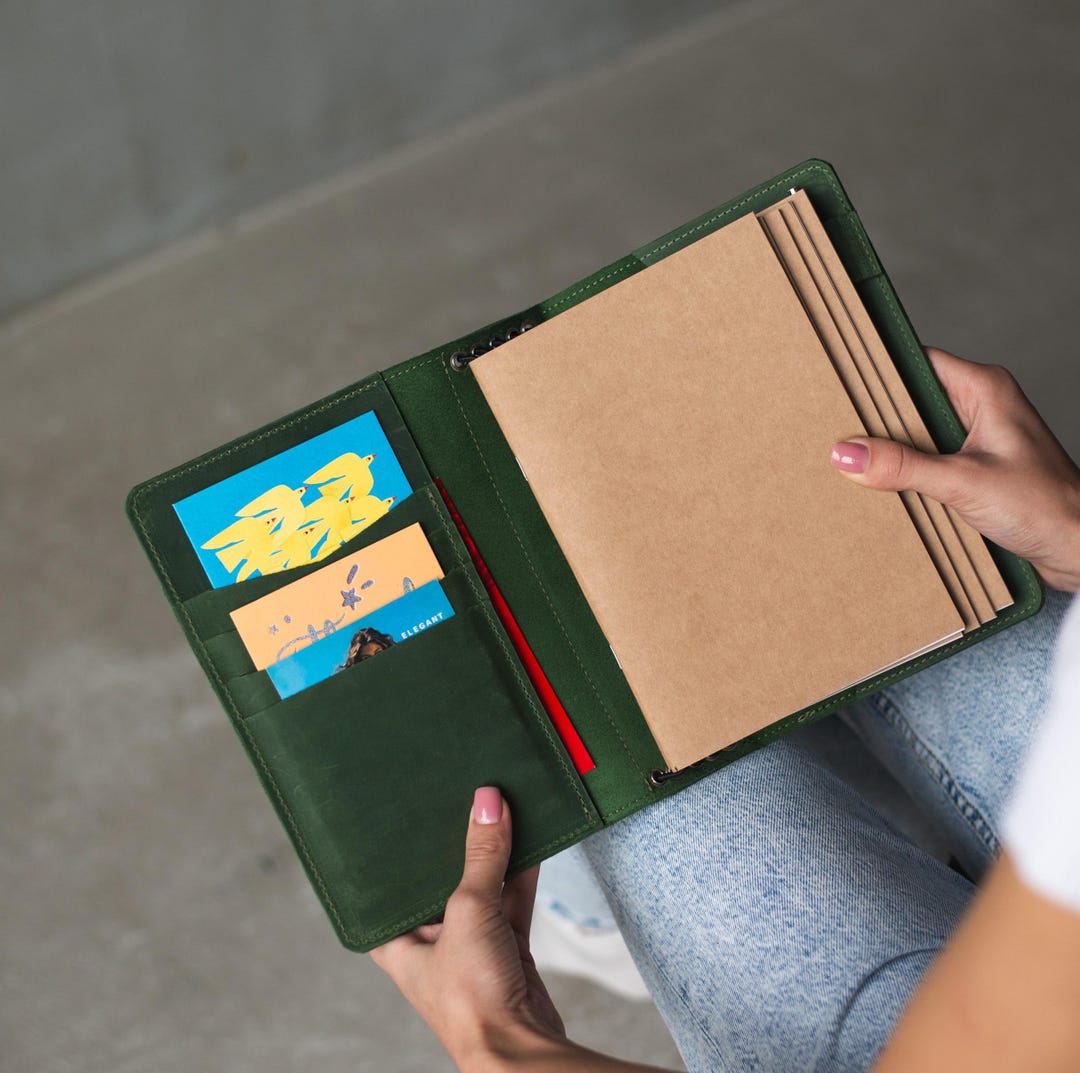 Engraved Leather Notebook Cover, Notebook Cover With Pen Holder ...