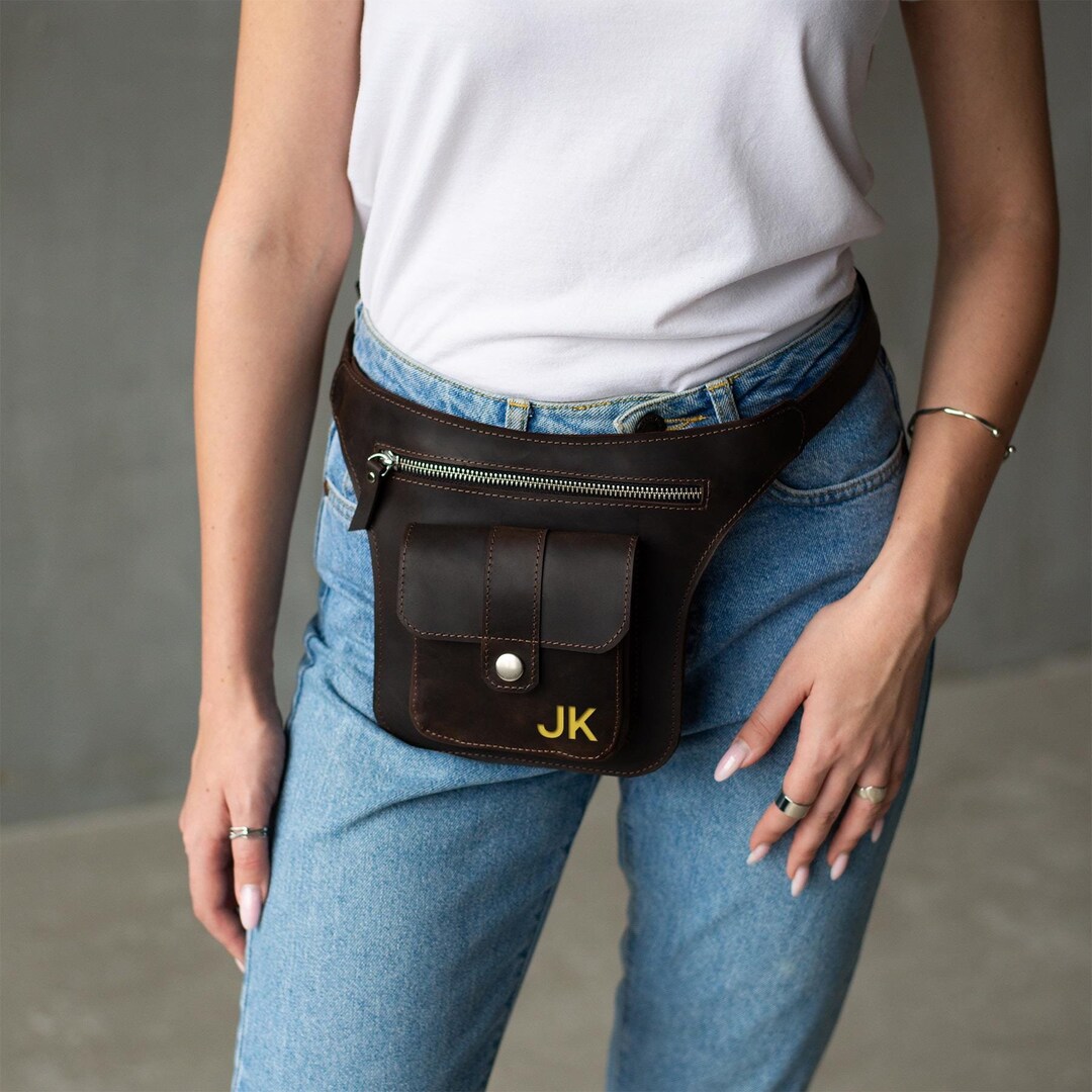 Personalized Leather Belt Bag, Leather Waist Belt Women, Custom Leather ...