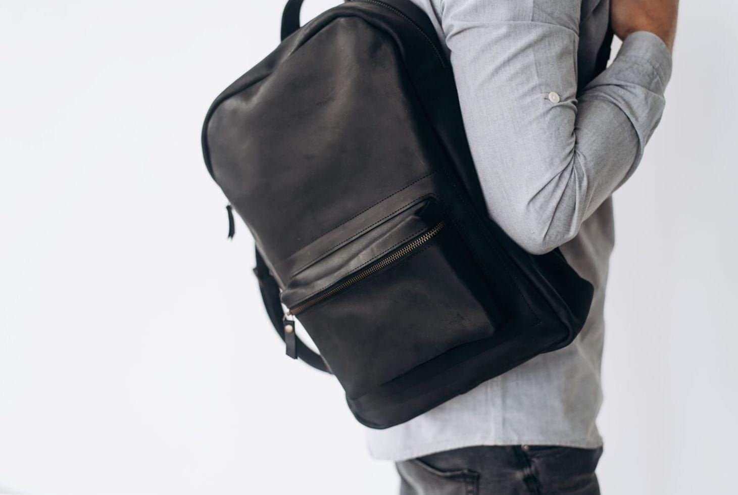 Black Leather Backpack Laptop Backpack Leather Backpack Men - Etsy