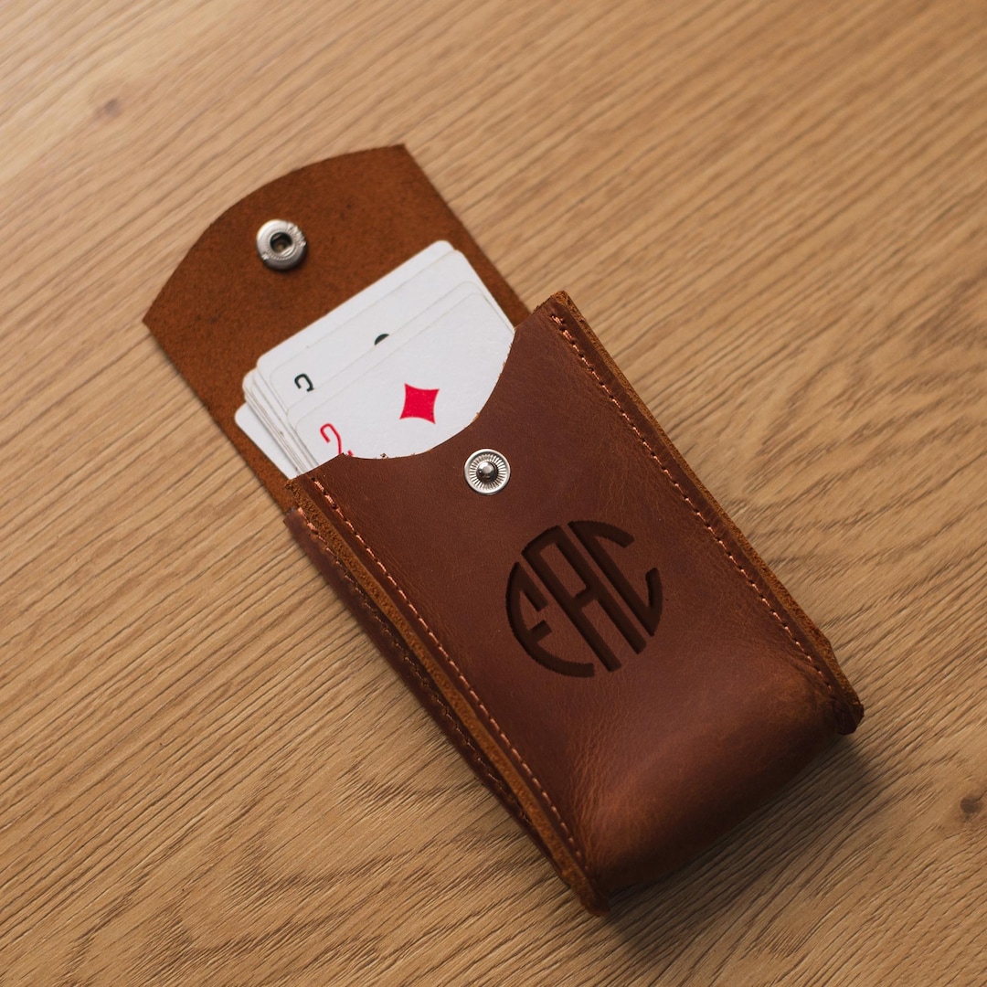 Leather Playing Card Case, Personalized Playing Card Holder, Custom ...