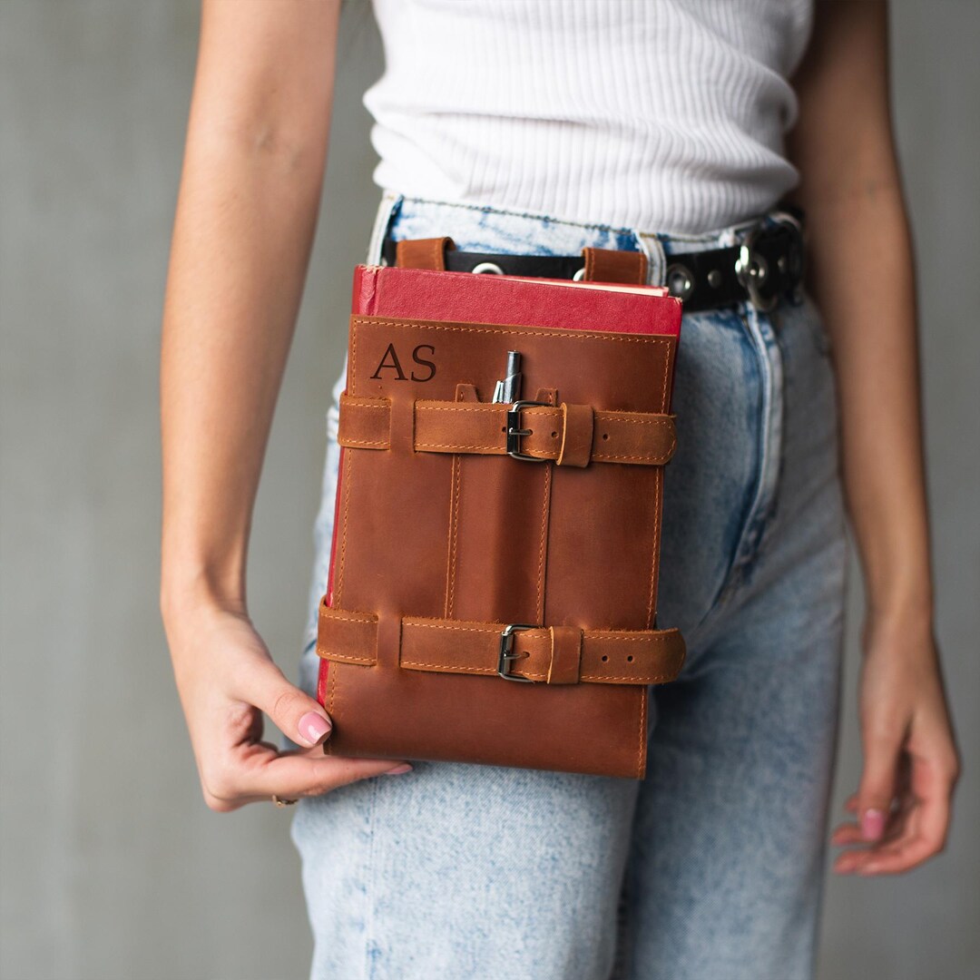 Leather Belt Book Holder, Leather Book Carrier, Waist Book Holster ...