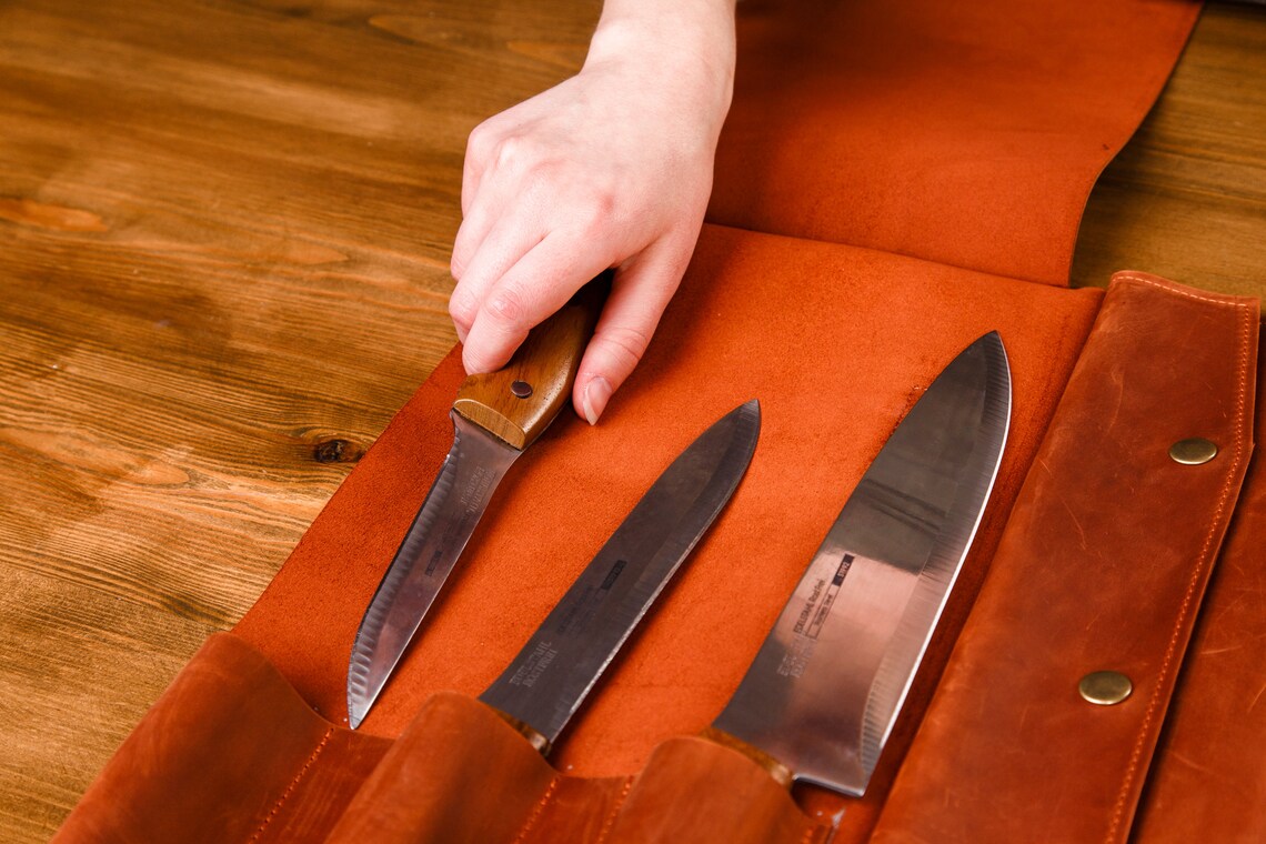 Handmade Knife Roll Leather Knife Roll Knife Bag Chef Knife - Etsy