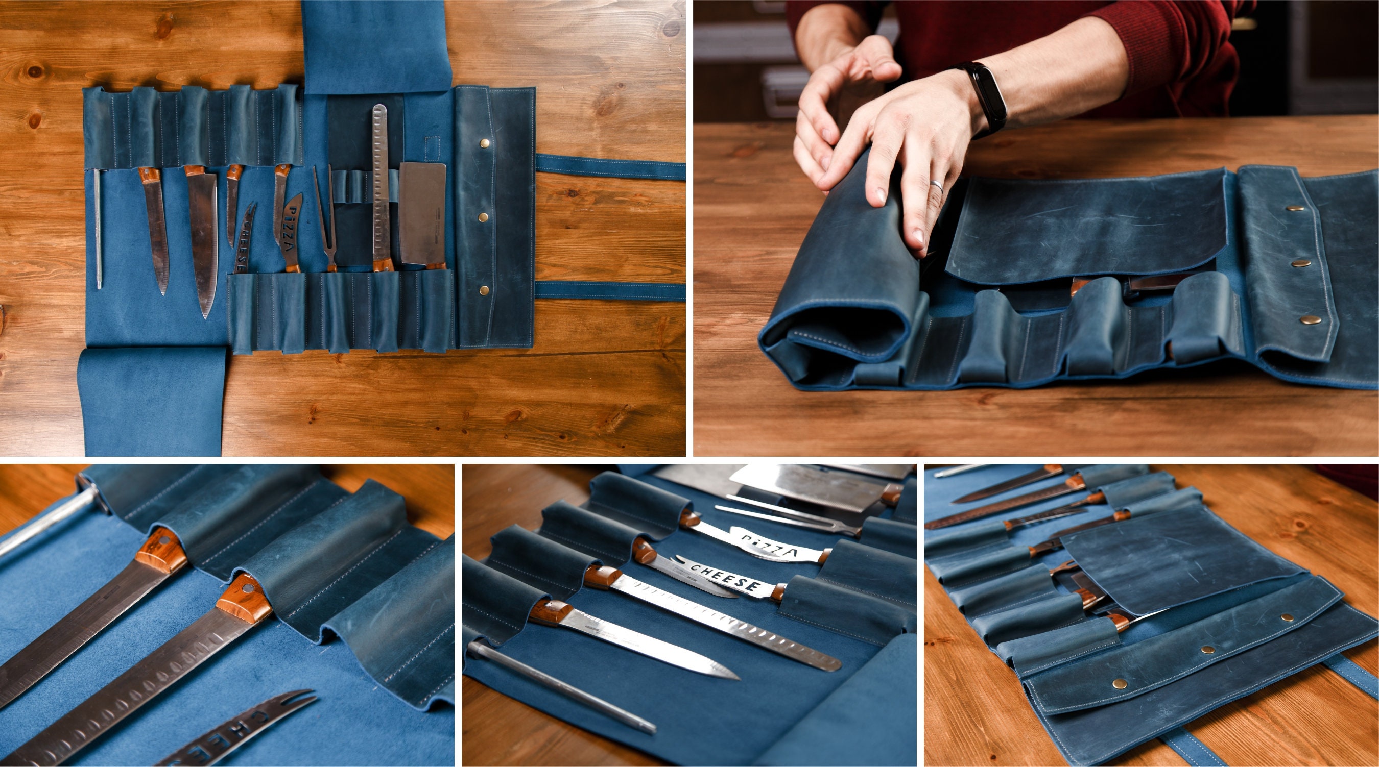 Handmade Knife Roll Leather Knife Roll Knife Bag Chef Knife - Etsy