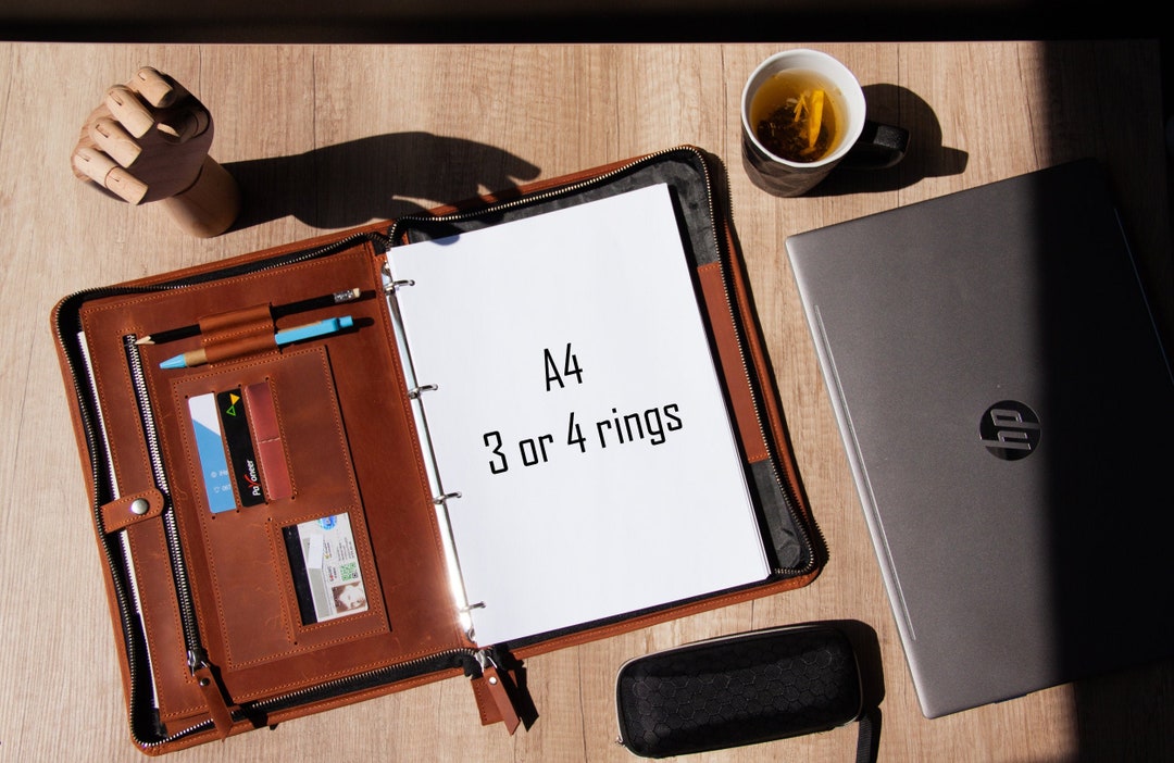 Leather Portfolio A4 Zip,leather Portfolio A4 Personalised,brown ...