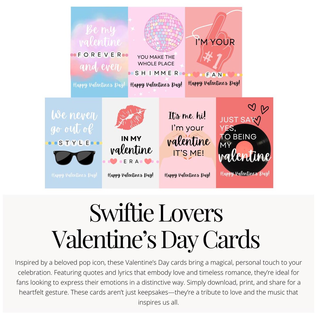 Swiftie Lovers Valentine's Day Cards Printable Featuring Witty Sayings ...
