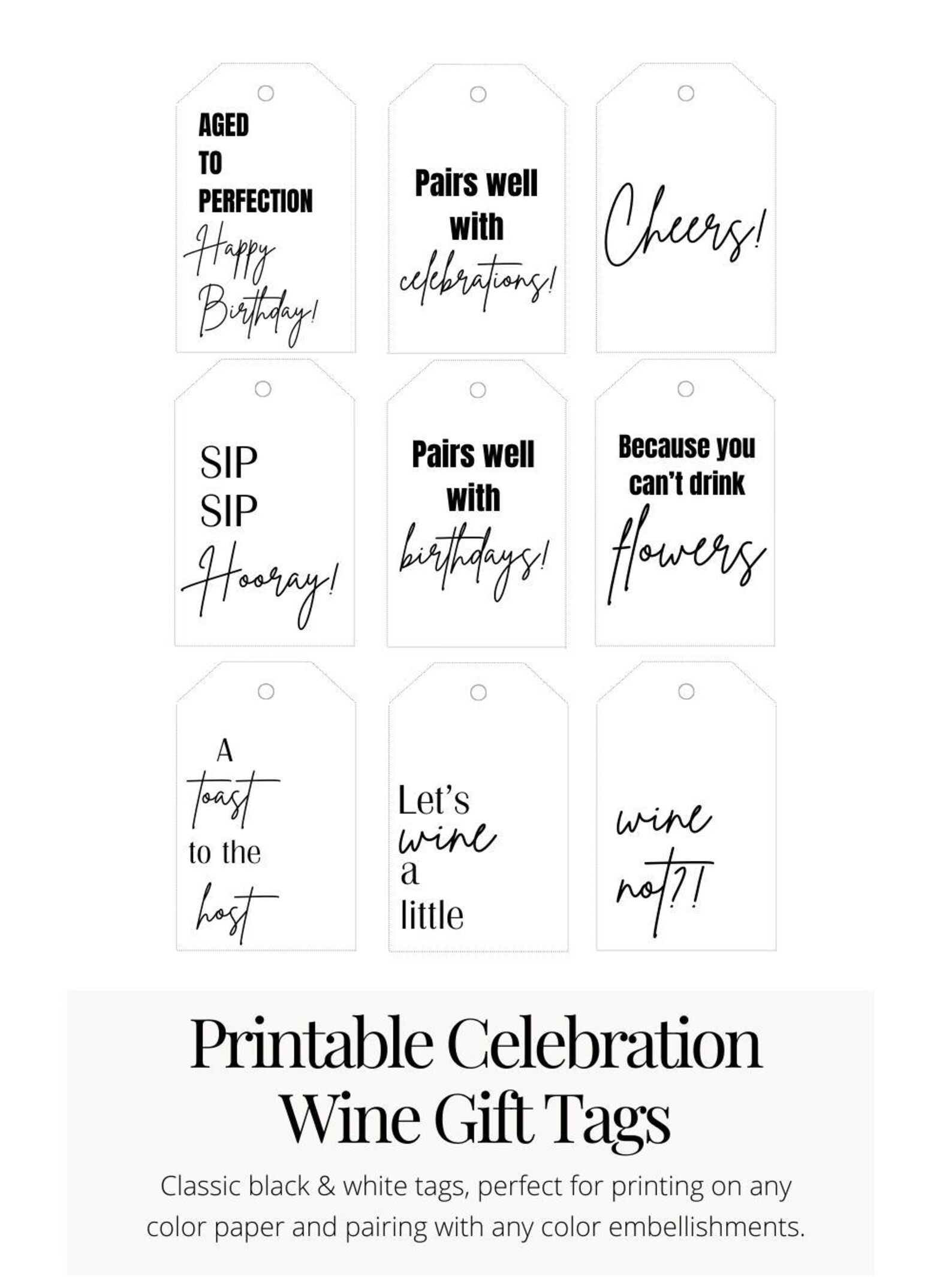 Pairs Well With | Printable Wine & Alcohol Gift Tags | Featuring Witty ...