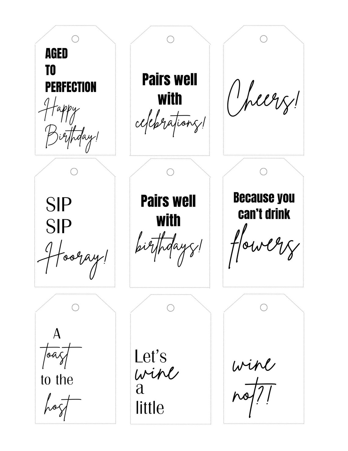 Pairs Well With | Printable Wine & Alcohol Gift Tags | Featuring Witty ...