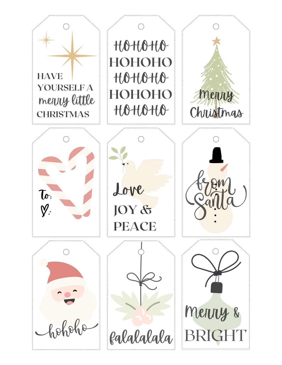 Classic Christmas Printable Gift Tags Instant Download - Etsy
