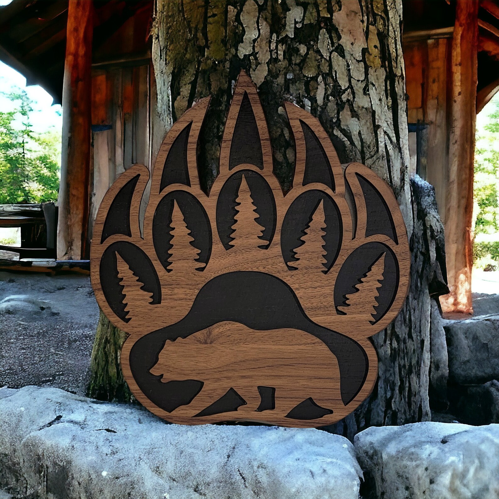 Grizzly Bear Paw Layered Wooden Laser Cut Wall Hanging - Etsy
