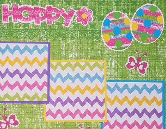 Papercraft Happy Hoppy Easter Handmade Premade 12 x 12 layout Scrapbook ...