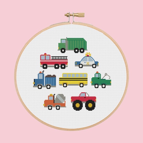 Set of 2 Cars Alphabet and Numbers Cross Stitch Pattern Pdf - Etsy